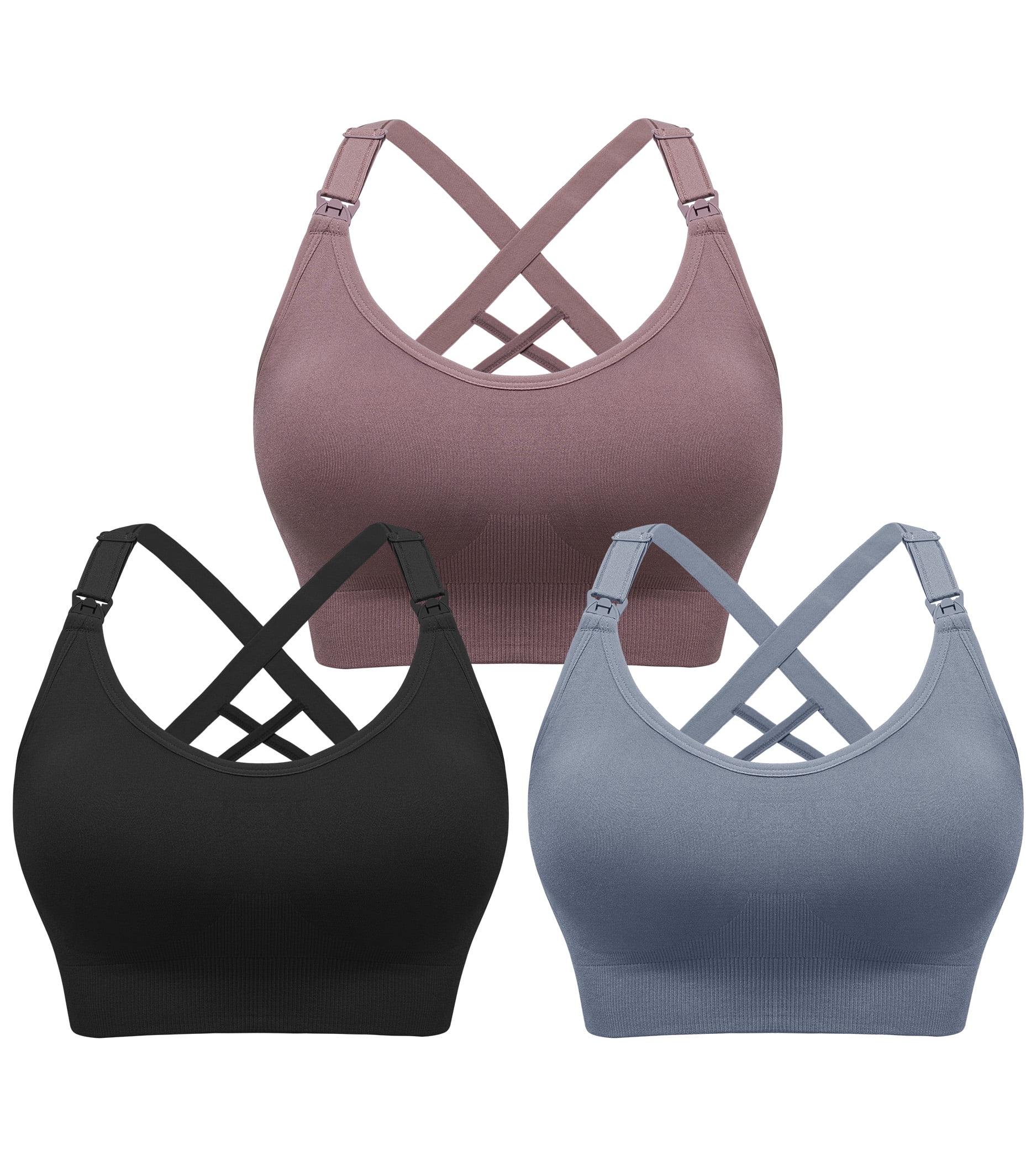 HBlife 3 Pack Seamless Nursing Sports Bra Support Yoga Maternity Bras ...