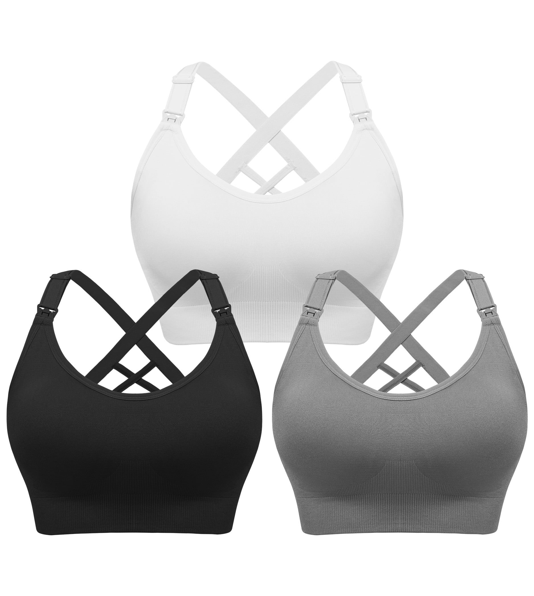 HBlife 3 Pack Seamless Nursing Sports Bra Support Yoga Maternity Bras ...