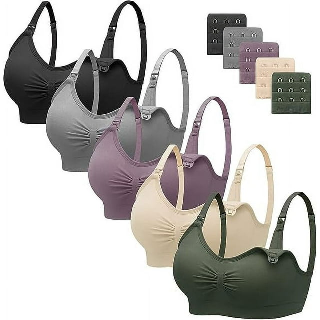 HBlife 5 Pack Nursing Bras for Breastfeeding Womens Maternity Bras ...