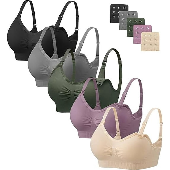 HBlife 5 Pack Maternity Nursing Bras - Seamless, Wireless, Comfortable ...