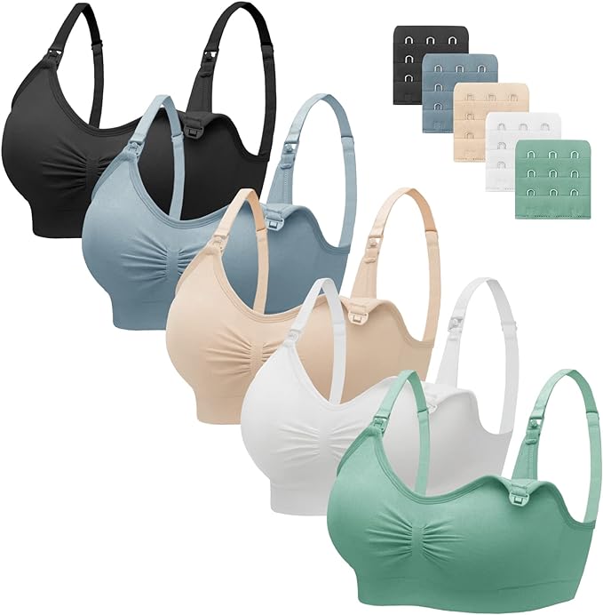 HBlife 5 Pack Nursing Bras for Breastfeeding Womens Maternity Bras ...