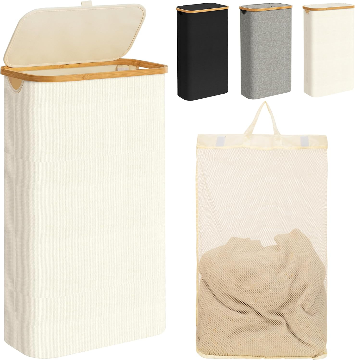 Customer reviews for HBlife 63L Slim Laundry Hamper with Lid and Inner ...