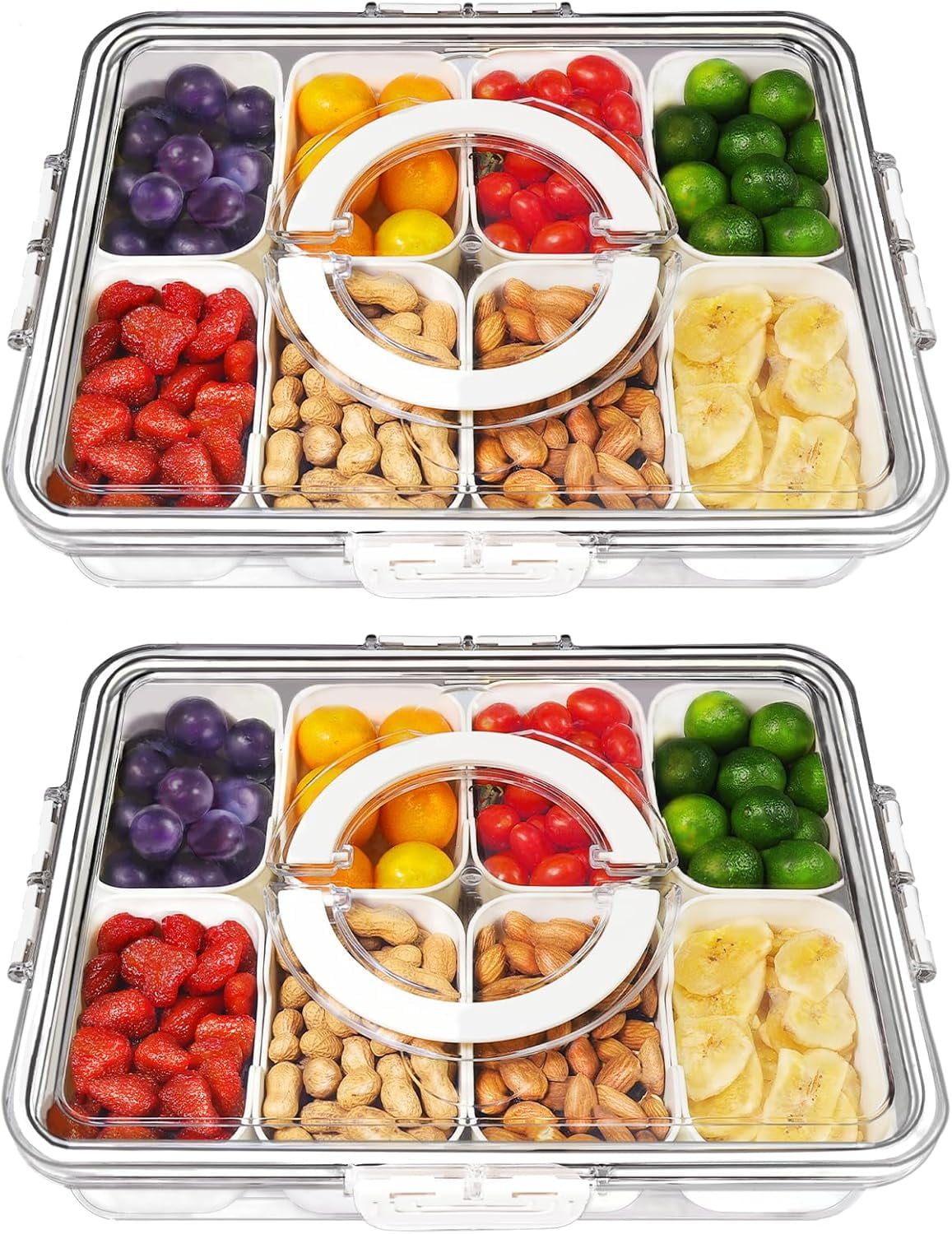 HBlife Divided Serving Tray with Handle, 8 Compartments Snack Box for ...