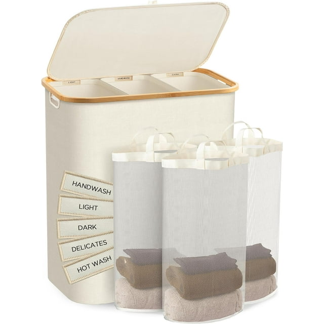 HBlife 160L Extra Large Laundry Basket with Lid, Dual Sorting Storage ...