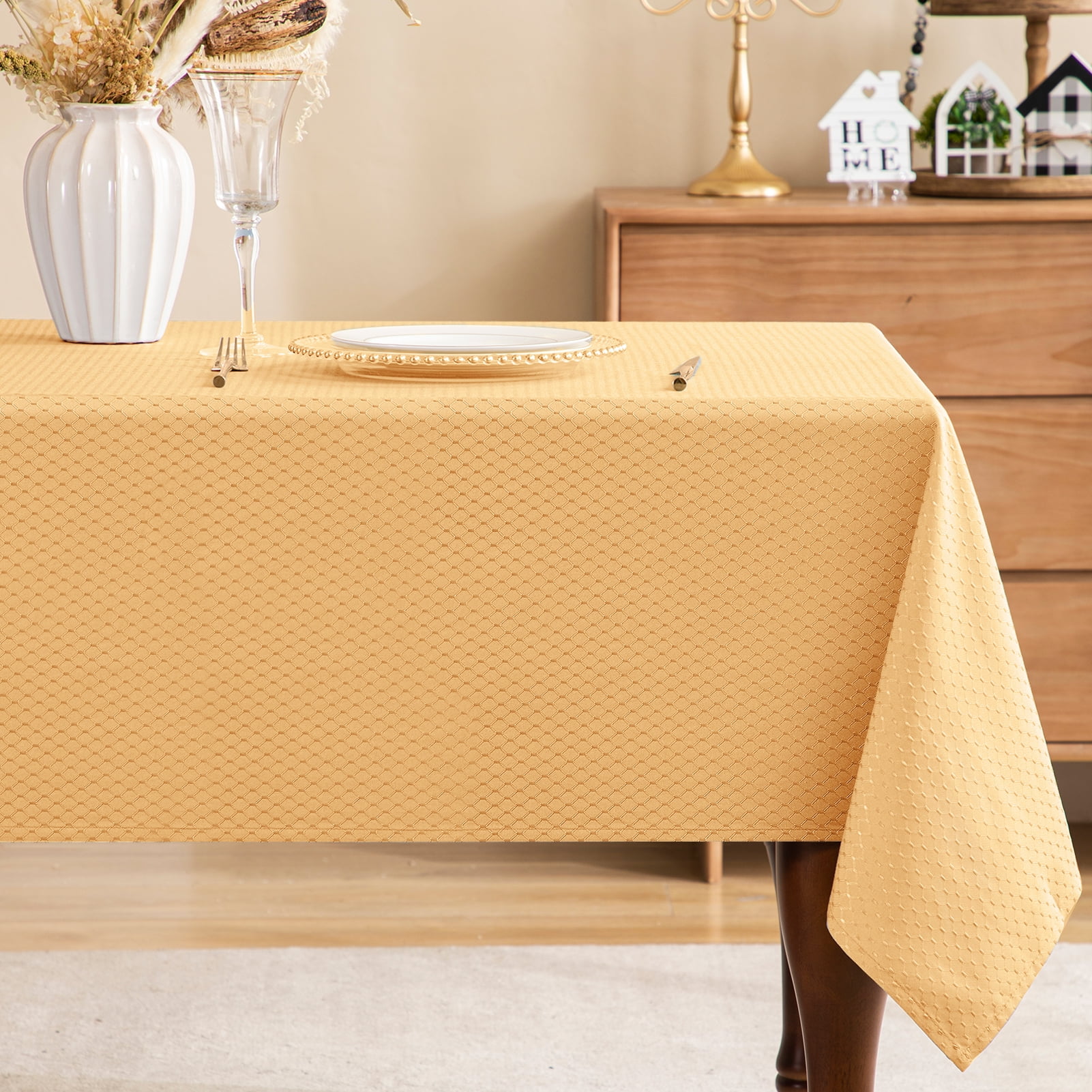 HBlife 60x84 inch Rectangular Jacquard Tablecloth - Spillproof, Stain ...