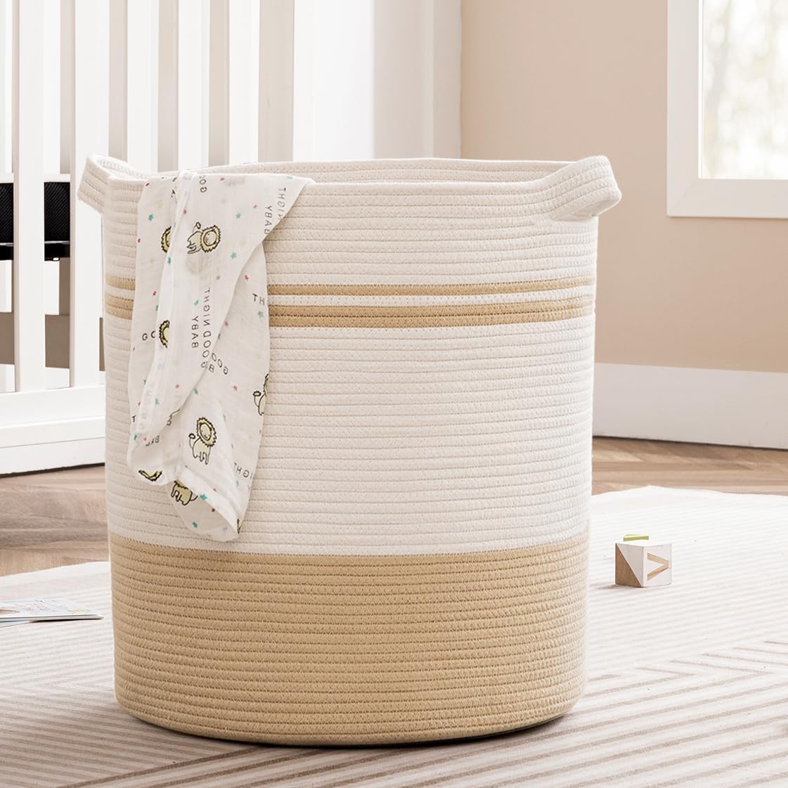 Mainstays Blue Burst Canvas Storage Basket with Handles - Walmart.com