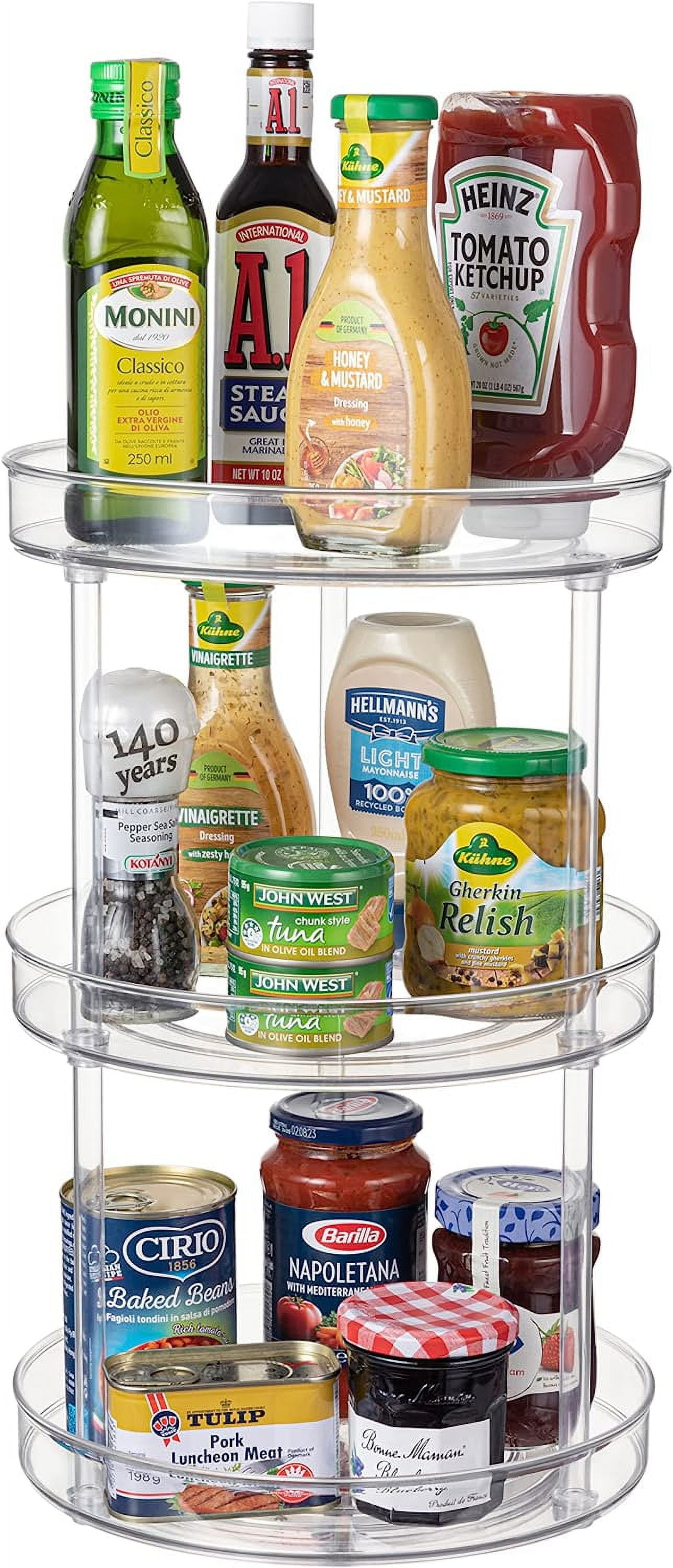 HBlife Lazy Susan Organizer, 10.6 Inches 3 Tier Clear Turntable ...
