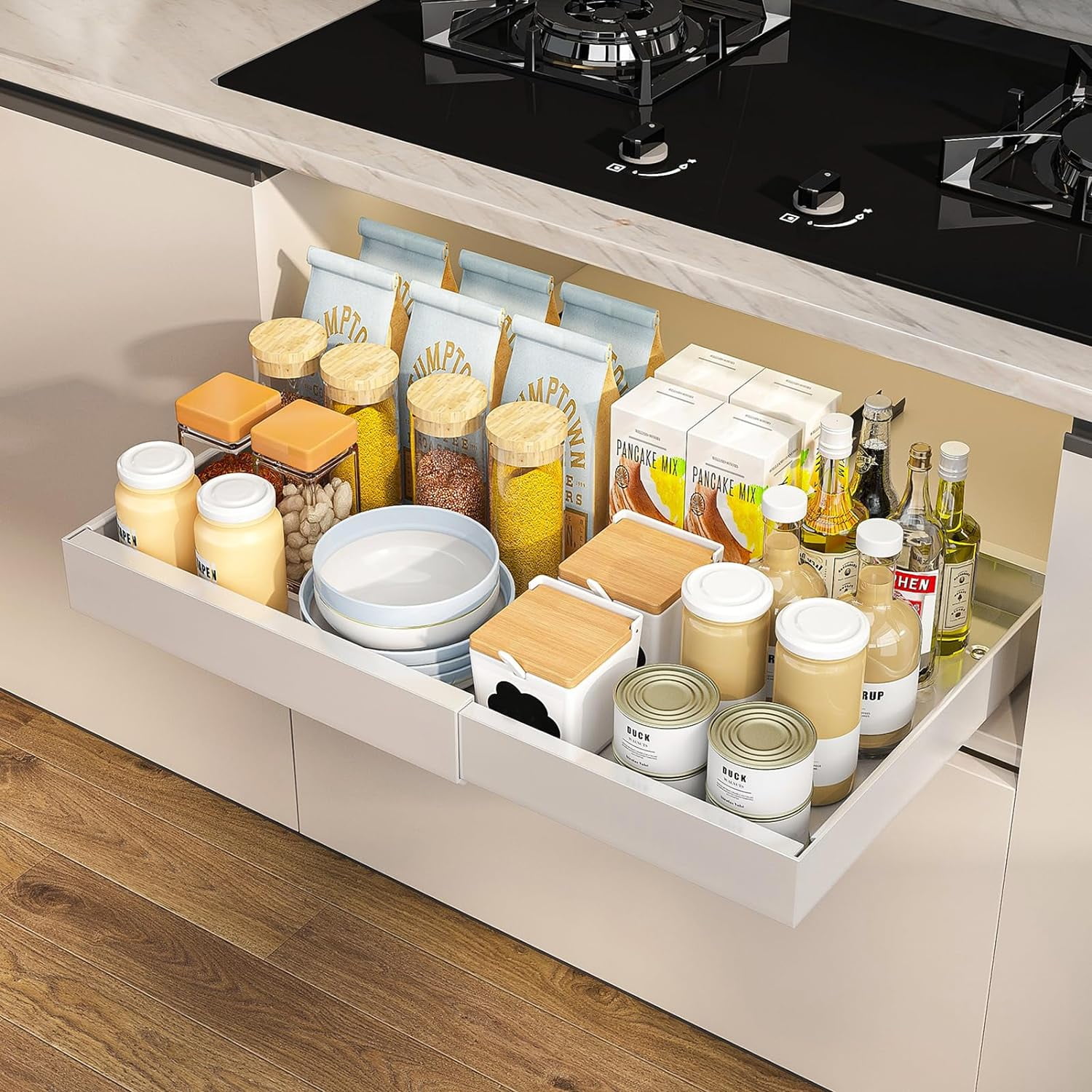 HBlife Expandable Pullout Cabinet Organizer Roll out Shelf Storage ...