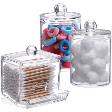 HBlife 4 Pack Qtips Holder Bathroom Container, 10/7 OZ Cotton Ball ...