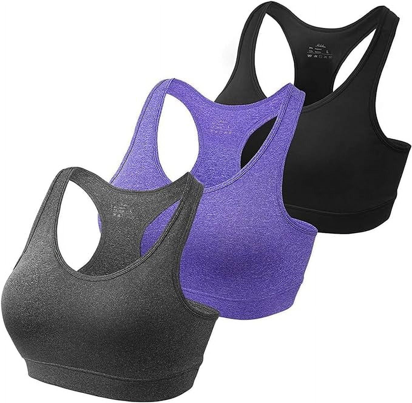 HBlife Racerback Sports Bras for Women, Padded Seamless High Impact ...