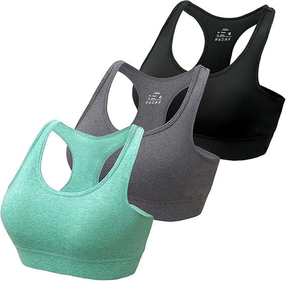 HBlife Racerback Sports Bras for Women, Padded Seamless Wireless High ...