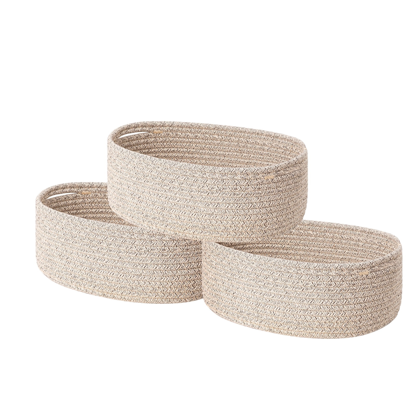 HBlife Cotton Rope Storage Baskets with Handles - Small, Decorative ...