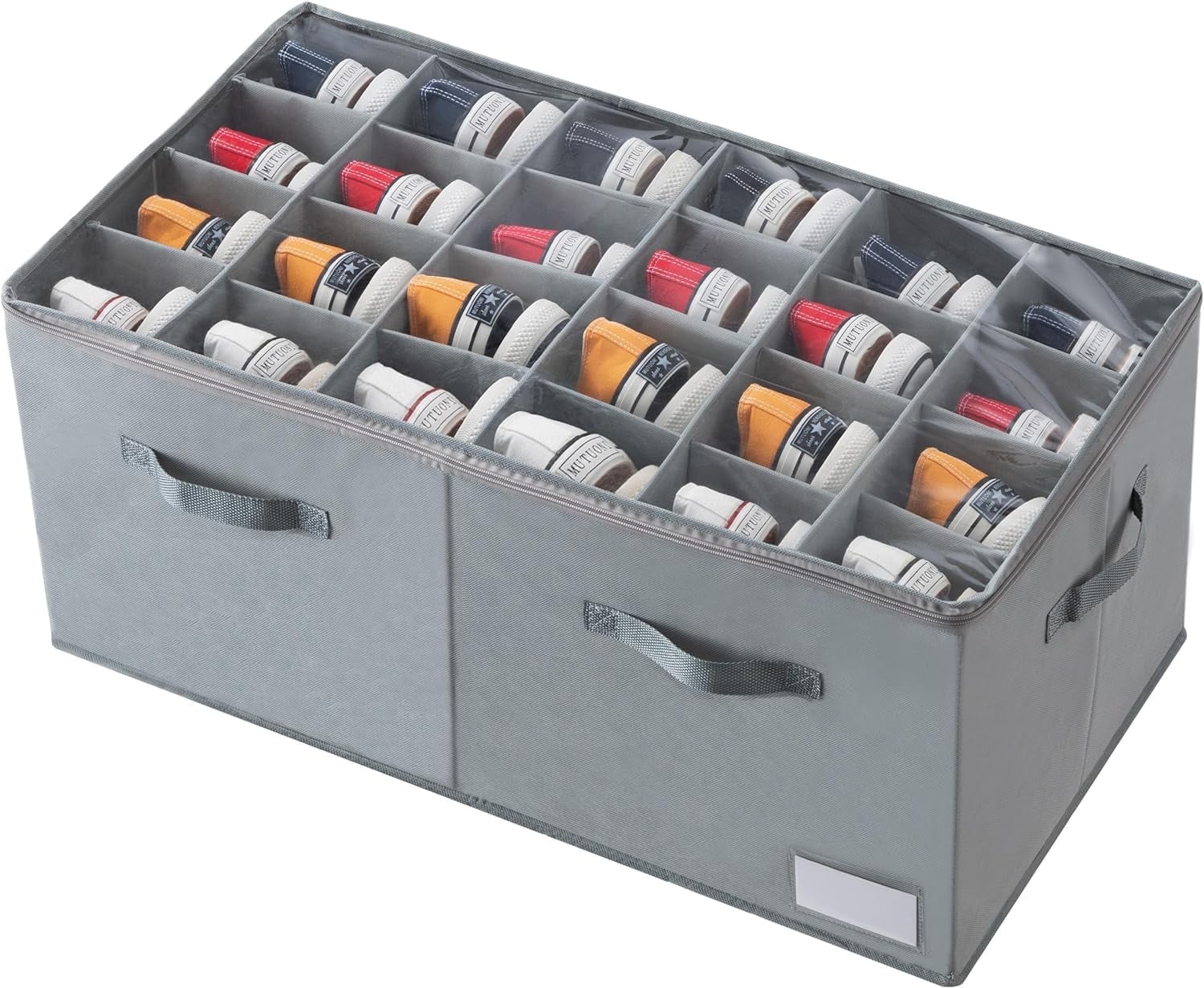 "HBlife Large Foldable Shoe Organizer, Clear Cover, Adjustable Dividers, Fits 24 Pairs, 29.53 ...