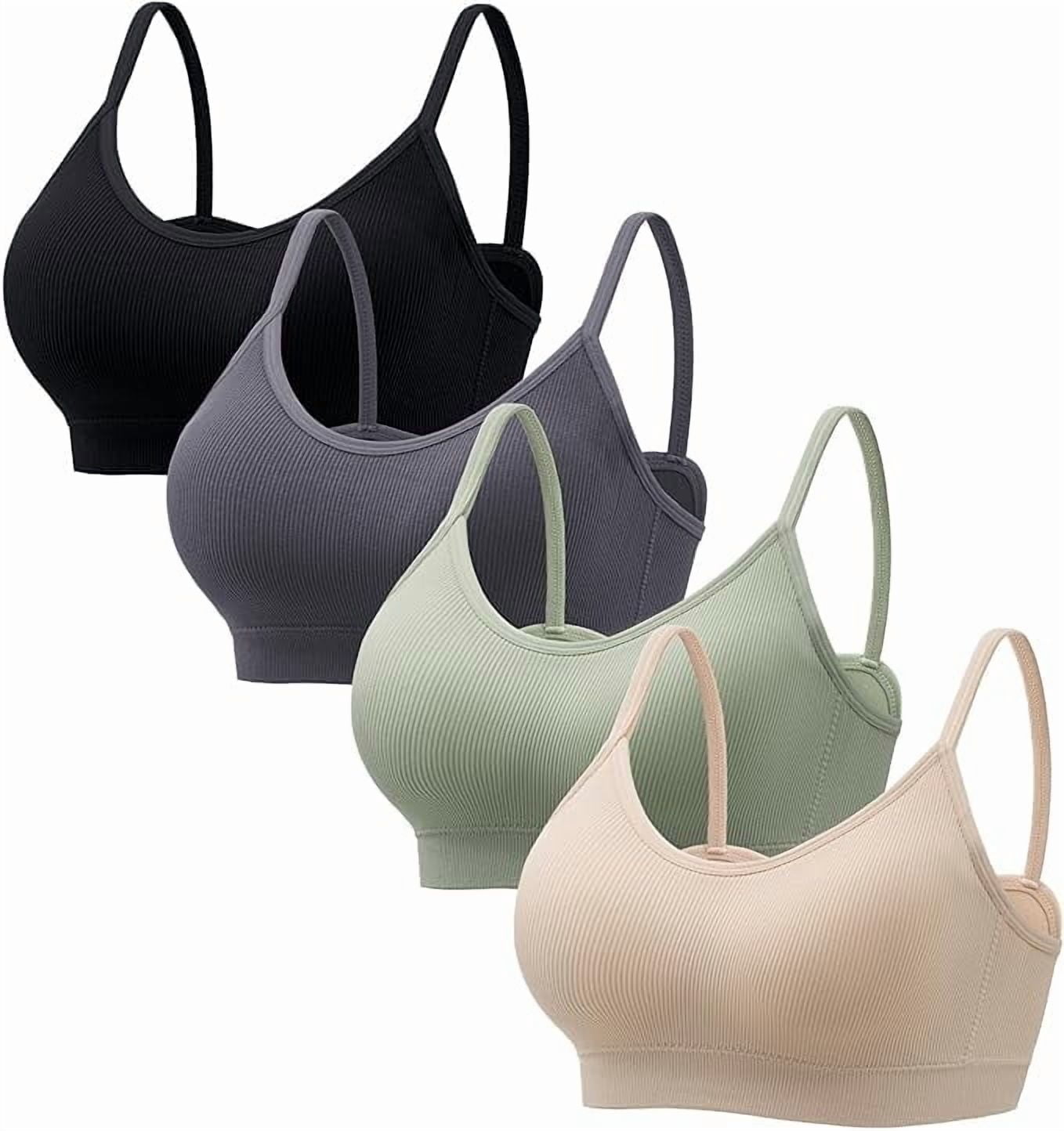 HBlife Sports Cami Bras Pack for Women - Basic V-Neck Padded Seamless ...