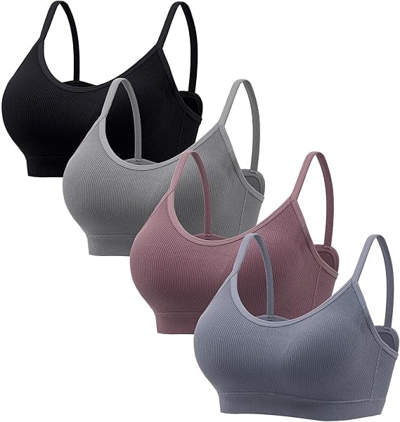 HBlife Sports Cami Bras Pack for Women - Basic V-Neck Padded Seamless ...