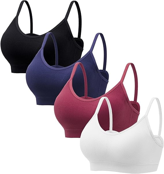 HBlife Sports Cami Bras Pack for Women - Basic V-Neck Padded Seamless ...