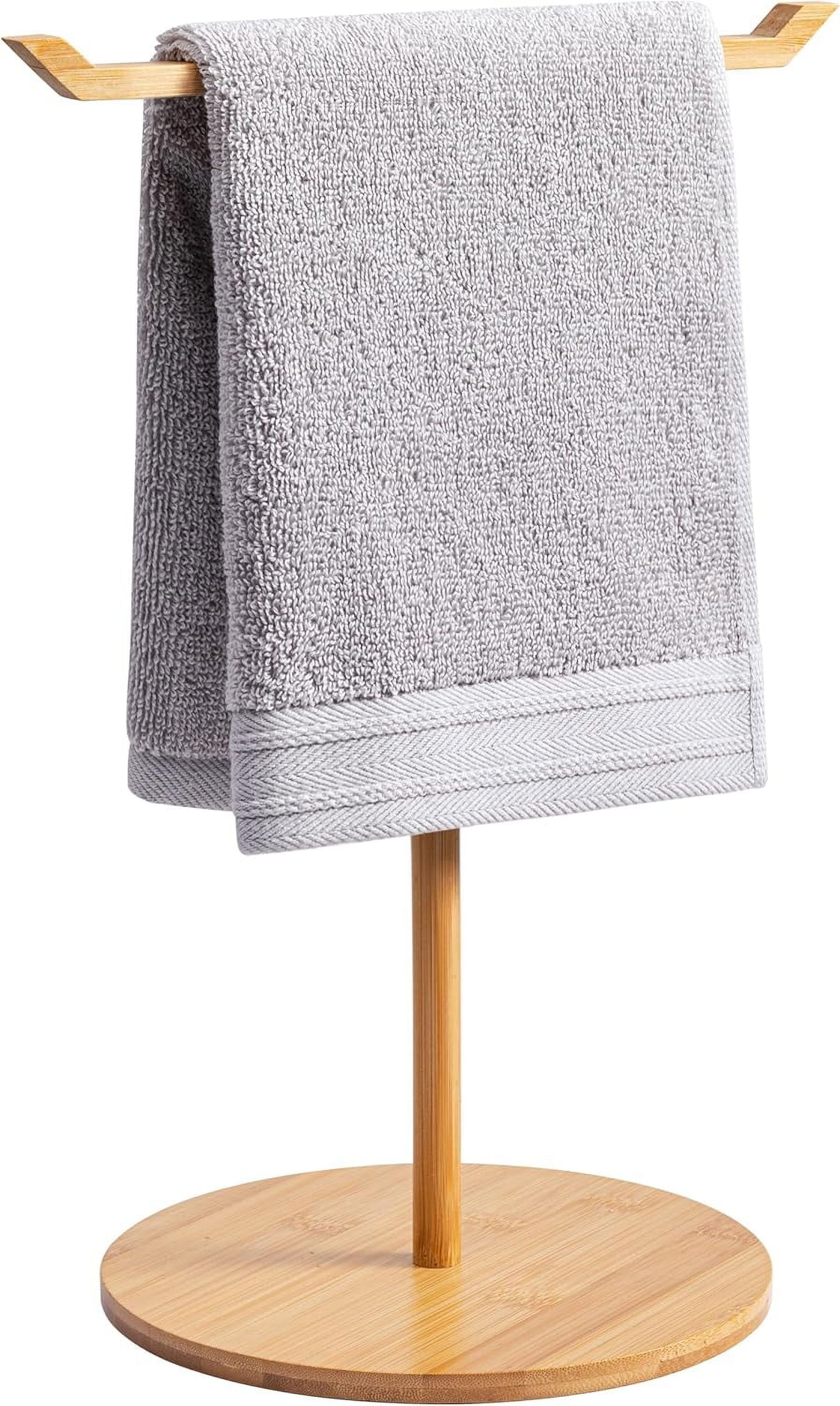 HBlife Towel Racks for Bathroom, Bamboo T-Shaped Free Standing Hand ...