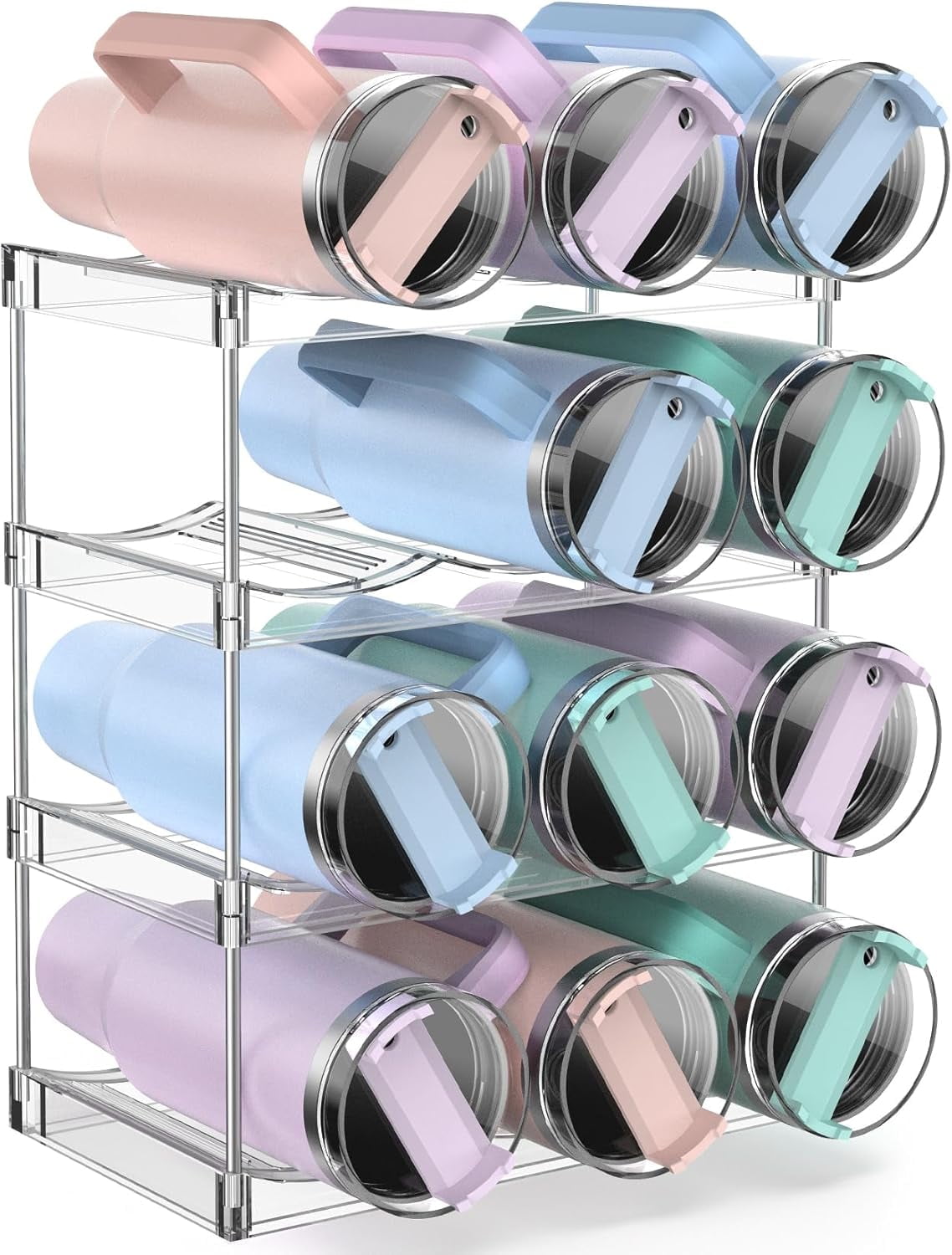 HBlife Upgraded 4 Tier Stackable Water Bottle Storage for Stanley 40 oz ...