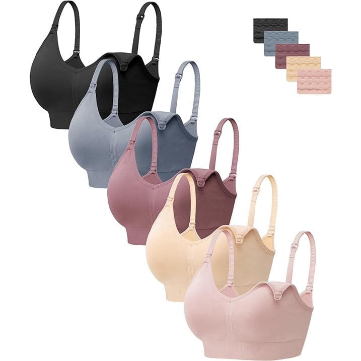 HBlife Women Maternity Bras 5 Pack Nursing Bras for Breastfeeding ...