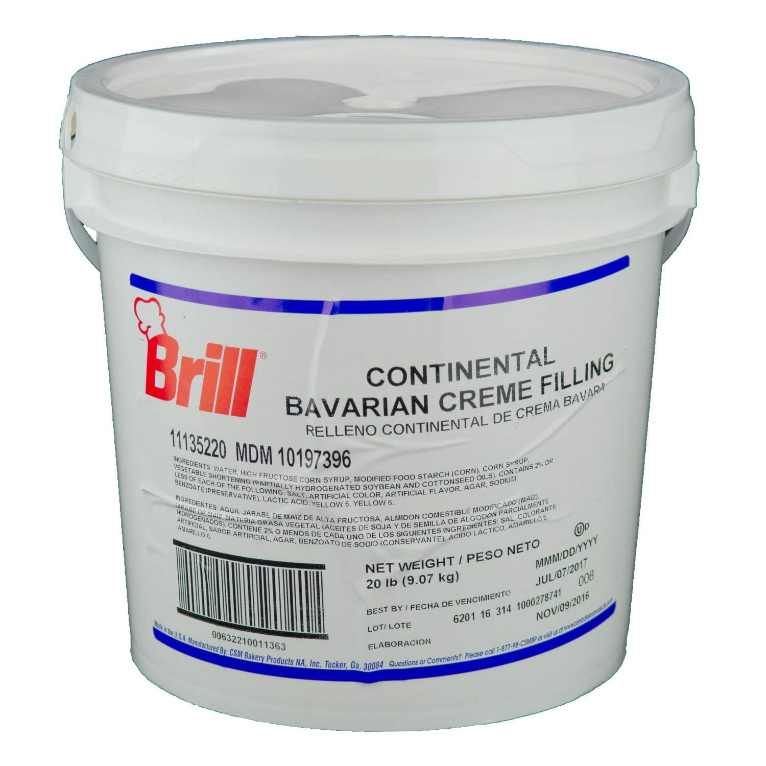 HC Brill Continental Bavarian Creme Filling, 20 Pound -- 1 each ...