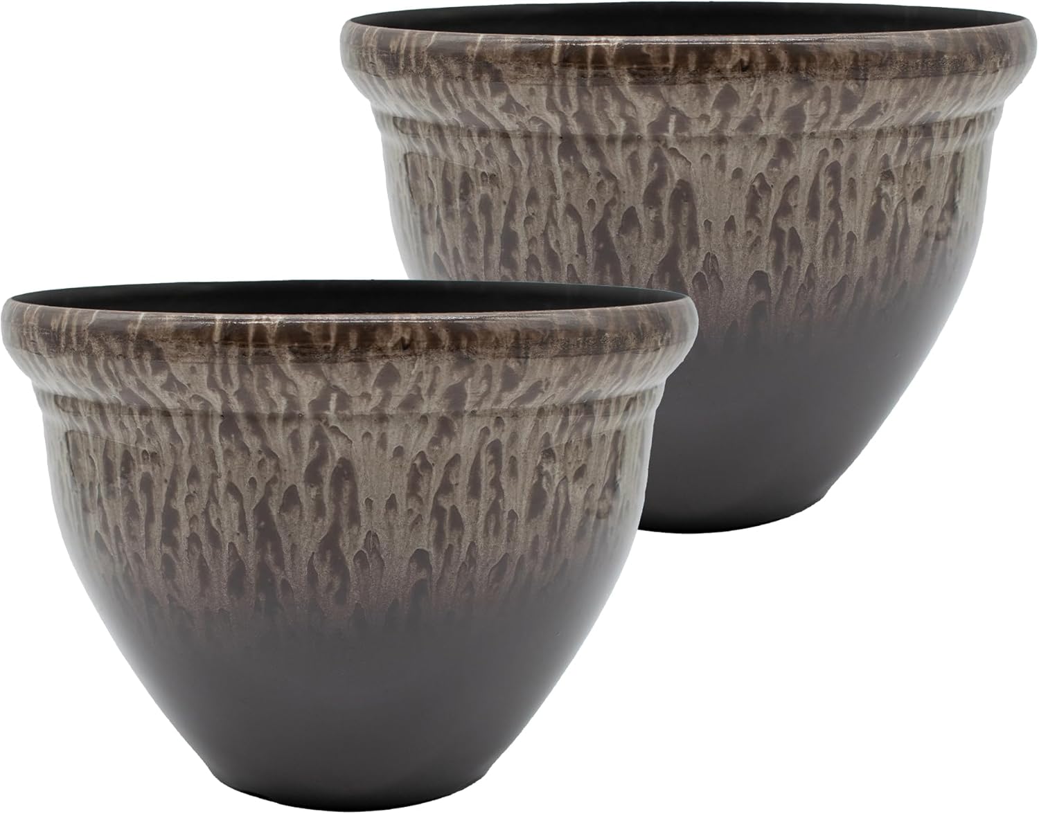 The HC Companies Pizzazz Decorative Round Flower Pots w/Ceramic Look ...