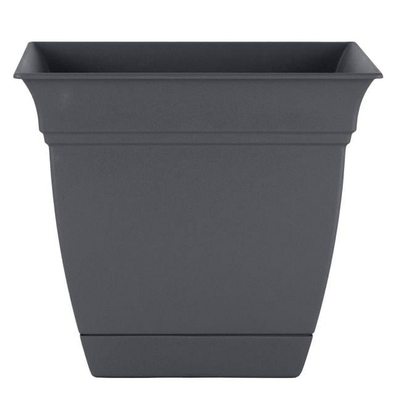 HC HCECP12000A42 12 in. Square Eclipse Planter with Attached Saucer, Warm Gray - Walmart.com