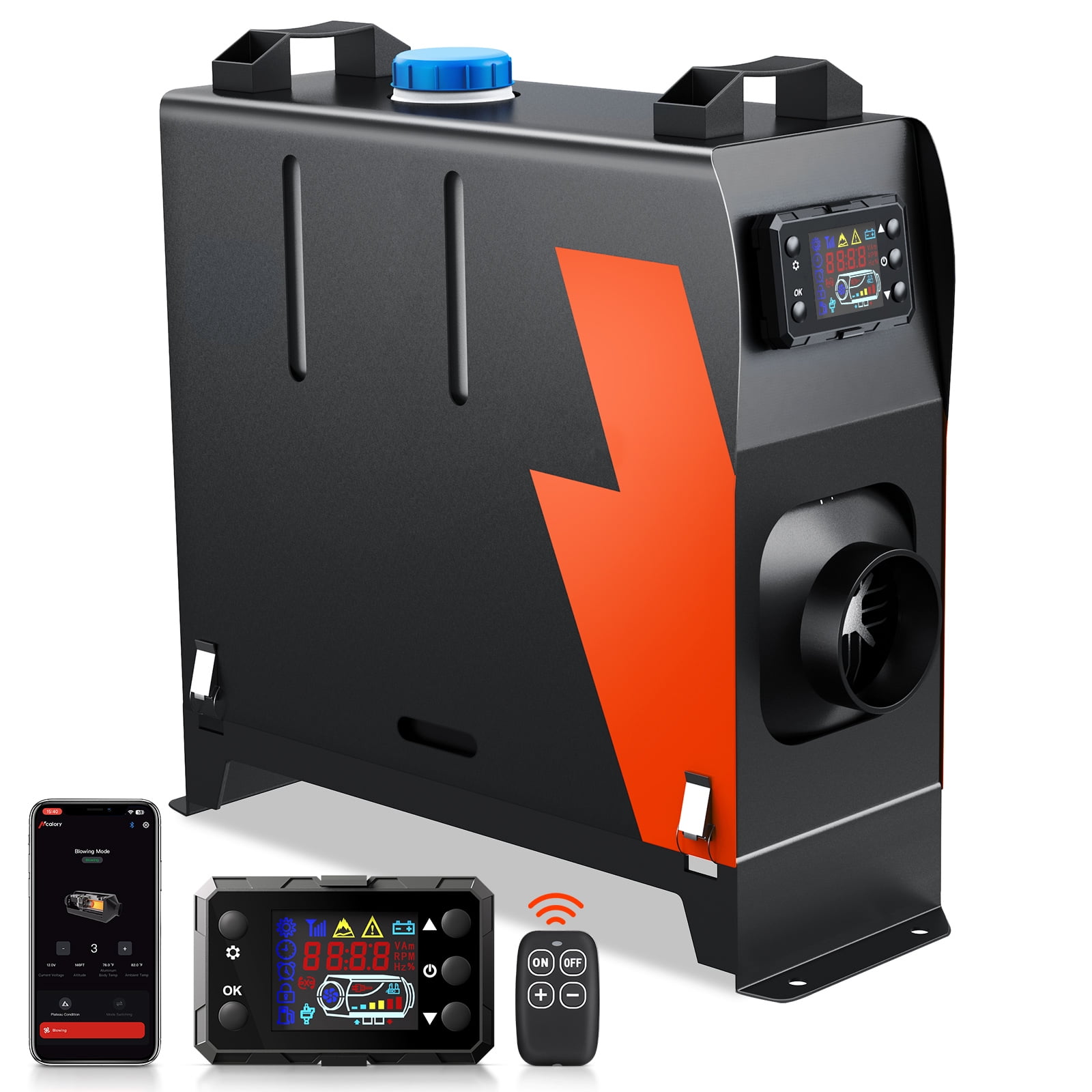 HCALORY Diesel Air Heater, 5KW-8KW 12V 24V with Bluetooth & LCD Screen ...