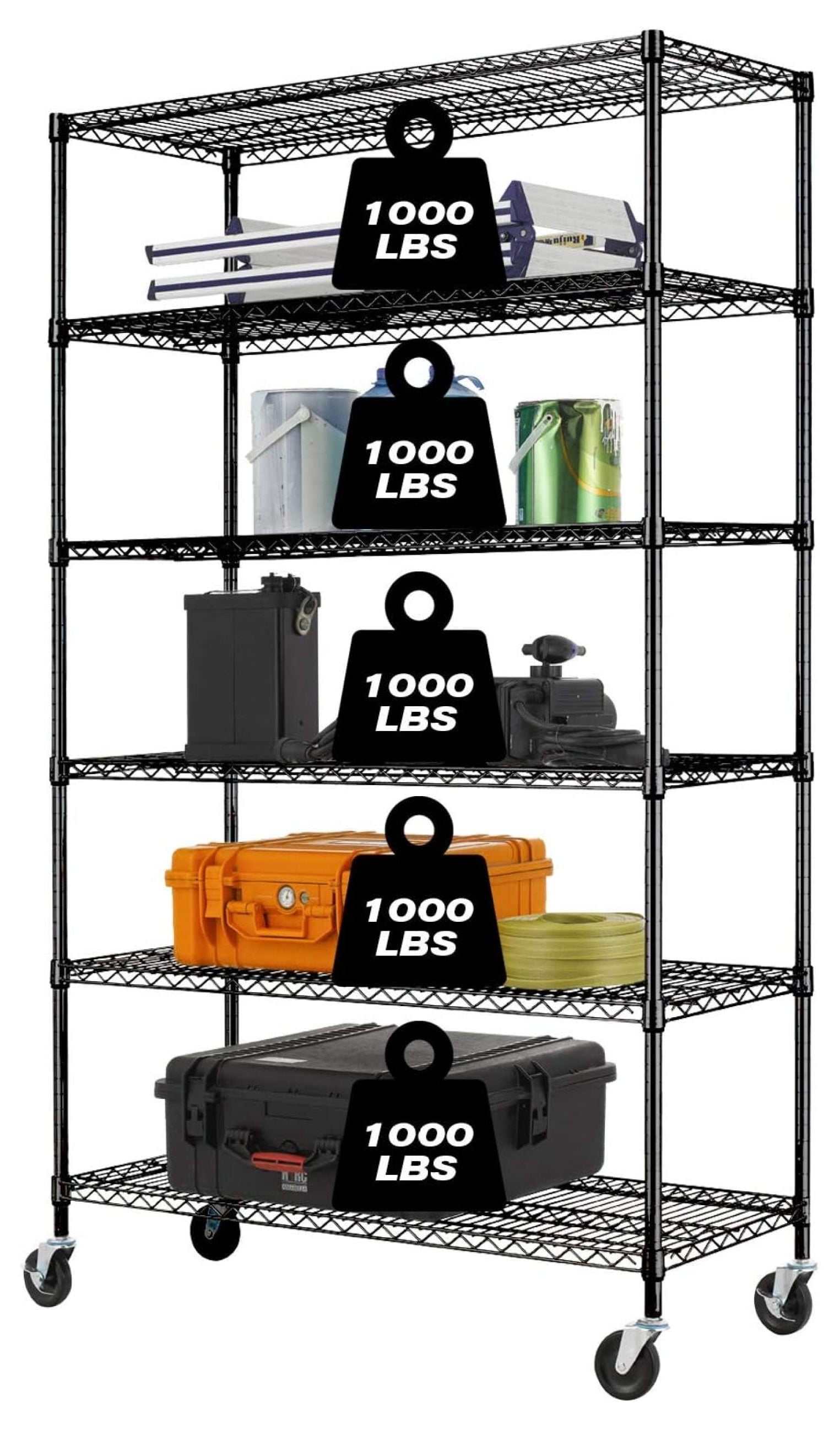 HCB 6-Tier Storage Shelf Heavy Duty Wire Shelving Unit 76"x48"x18 ...