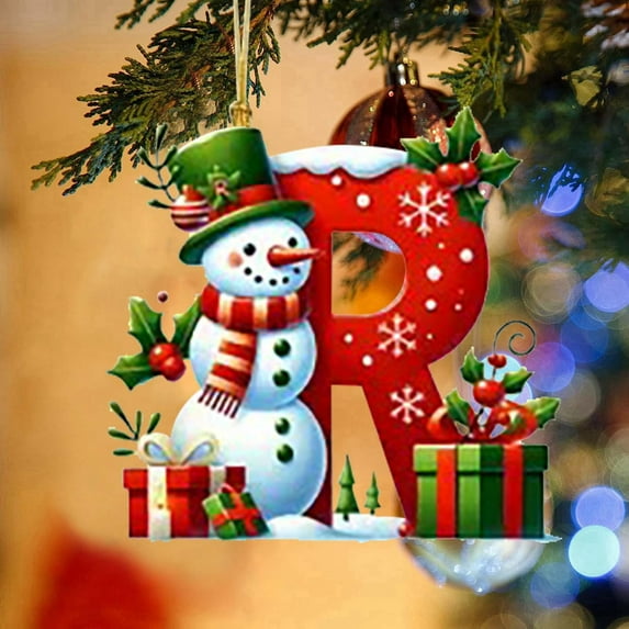 HCBY 26 Letters Christmas Tree Decoration Pendant, 3D Acrylic Alphabet ...