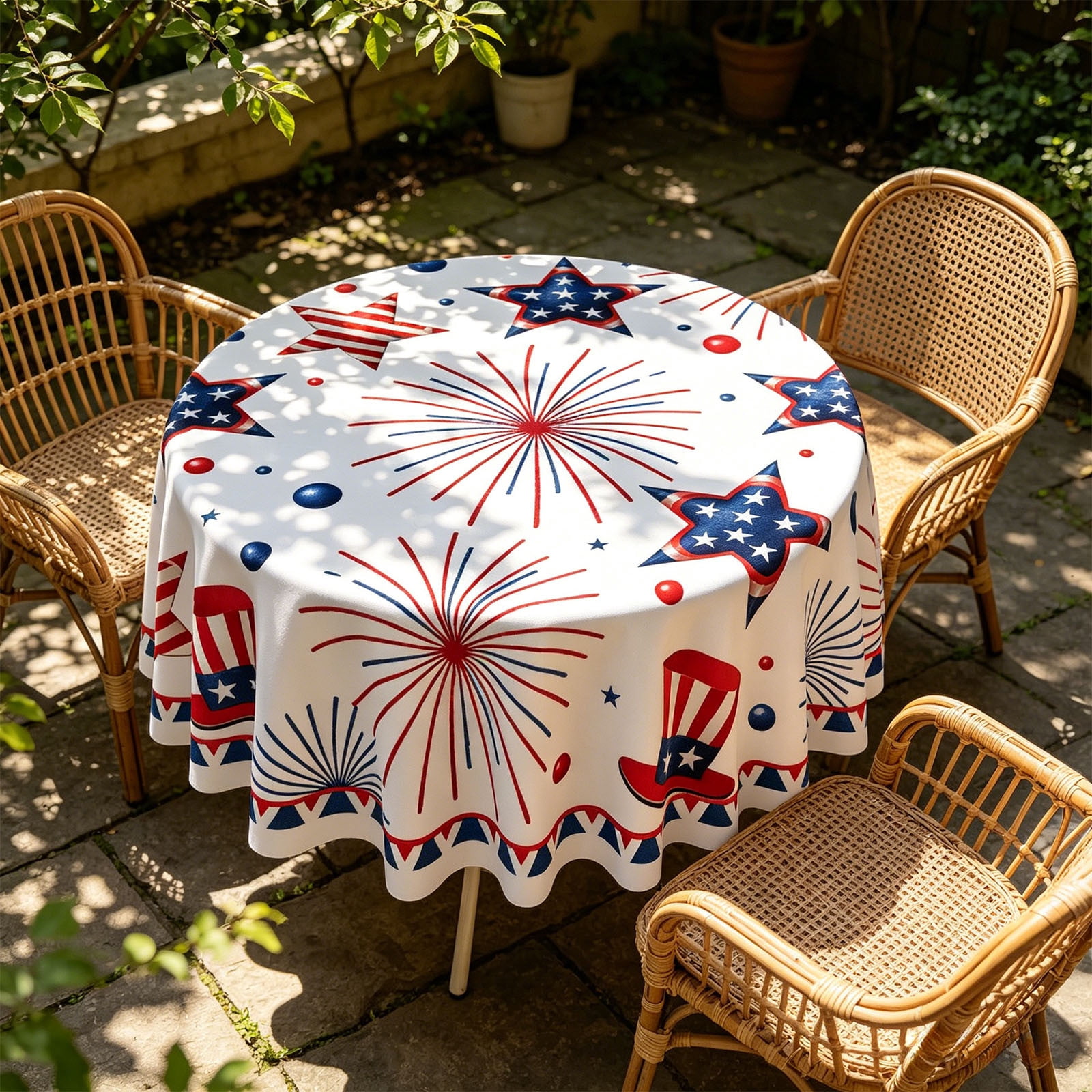HCBY Patriotic Round Tablecloth, 250th Anniversary Design, Waterproof ...
