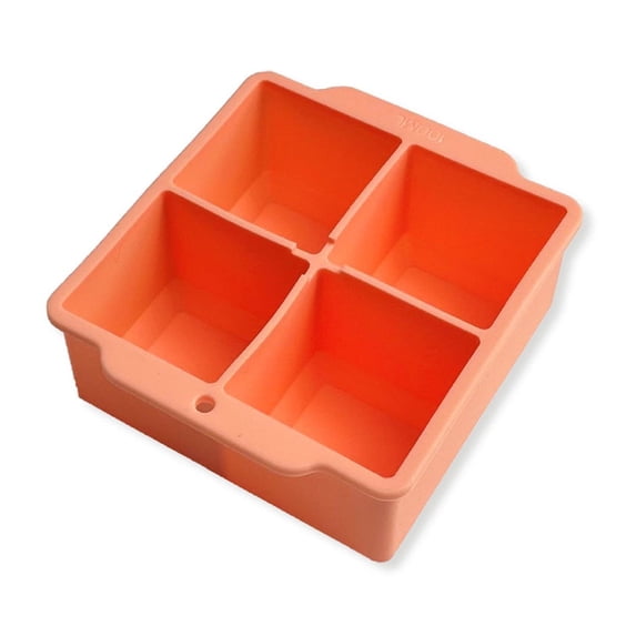 HCBY Red 4-Cavity Silicone Tray, 100ml Large Square Ice Mold, Food ...
