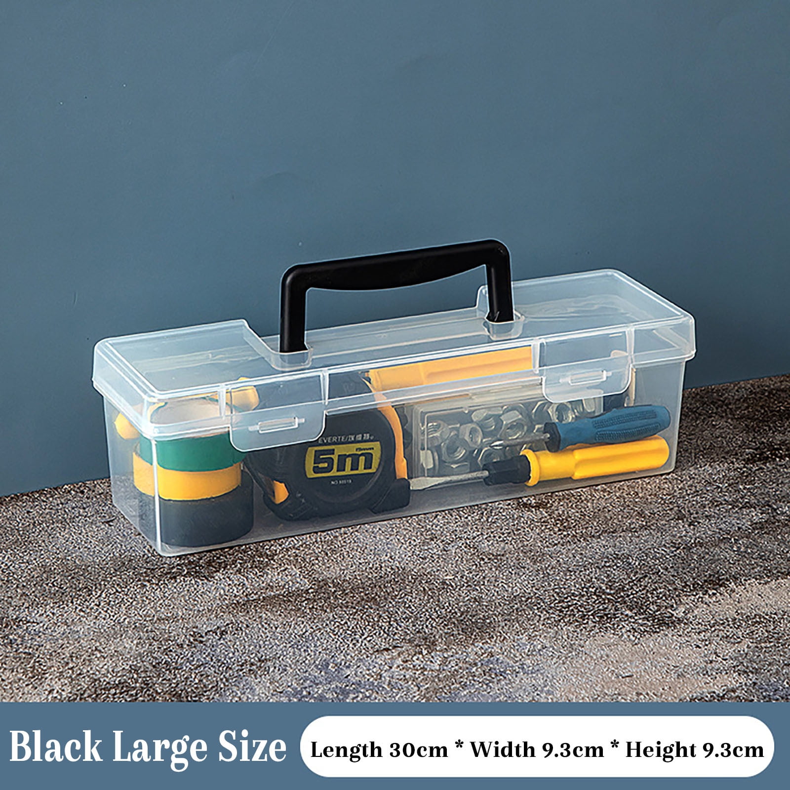 HCBY Transparent Long Tool Box, Portable Plastic Storage Case with Snap ...