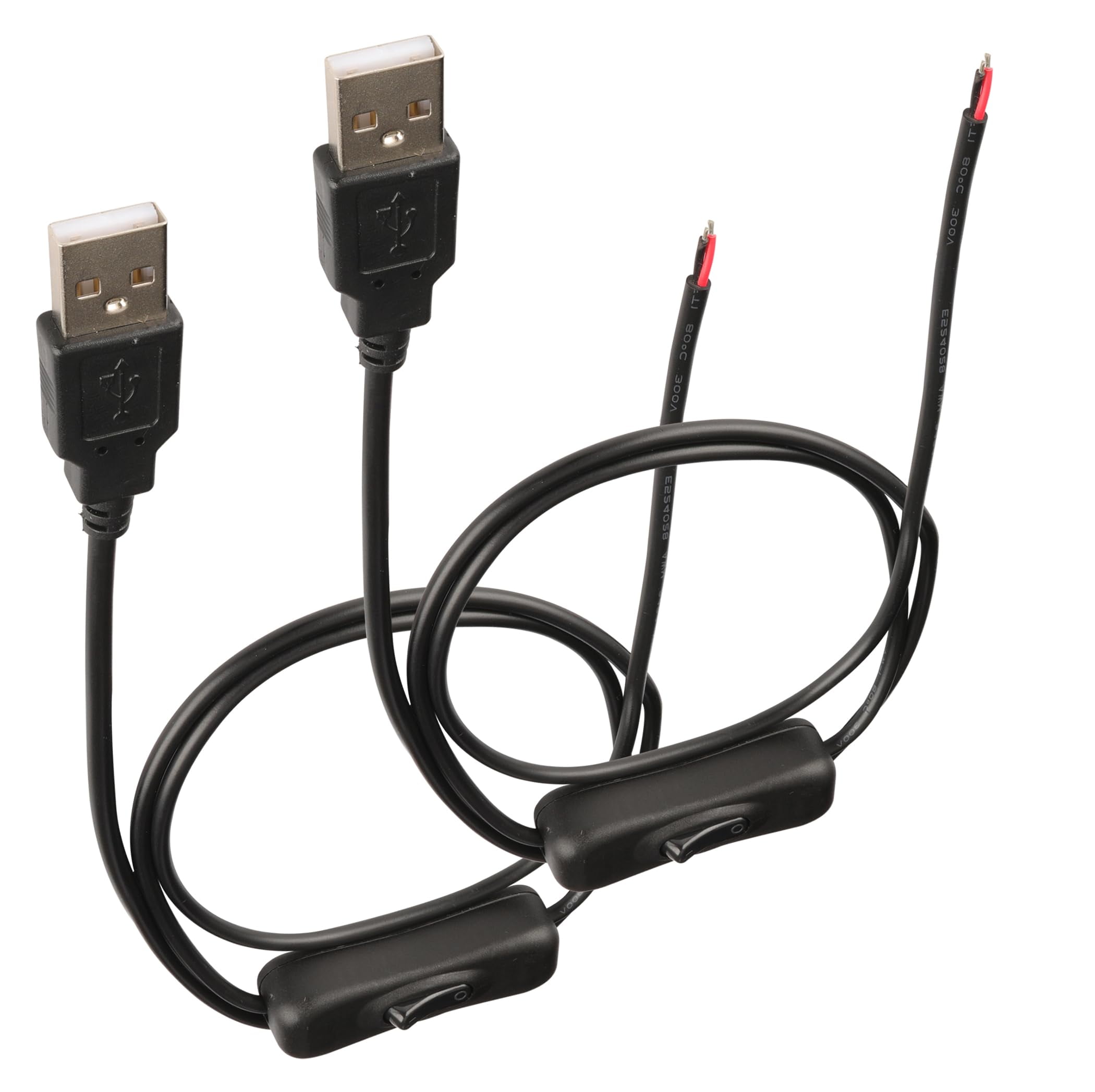 HCFeng DC 2-pin USB KEF16 Cable with ON/Off USB 2.0 A Male Plug 2 Pin 2 ...