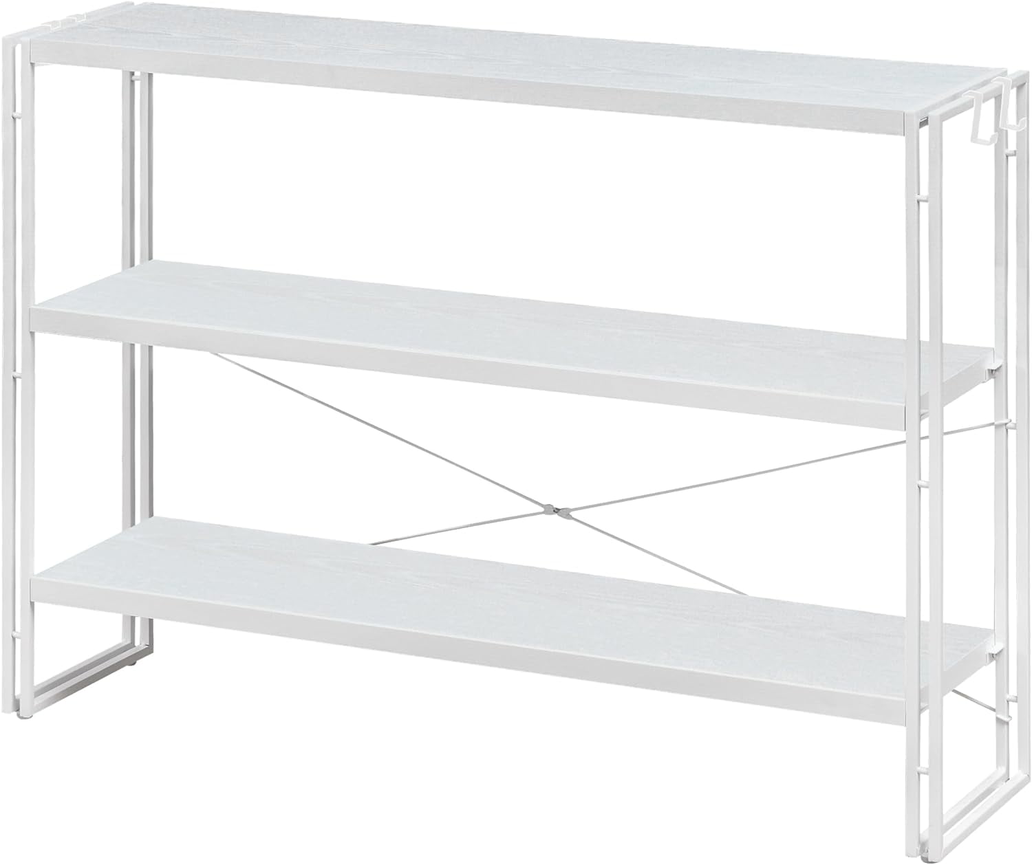 HCHQHS Bookshelf, 3-Tier Industrial Bookcase, White Open Book Shelf ...