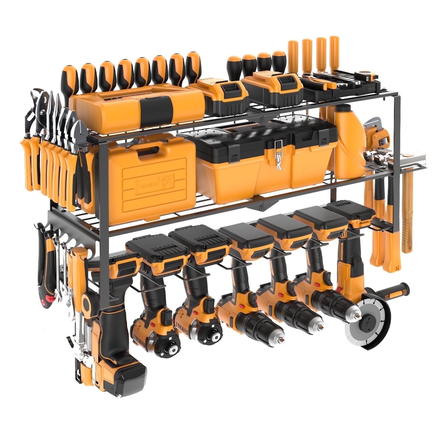 HCIOAN Power Tool Organizer Wall Mount，3 Layers Storage Rack with 7 ...