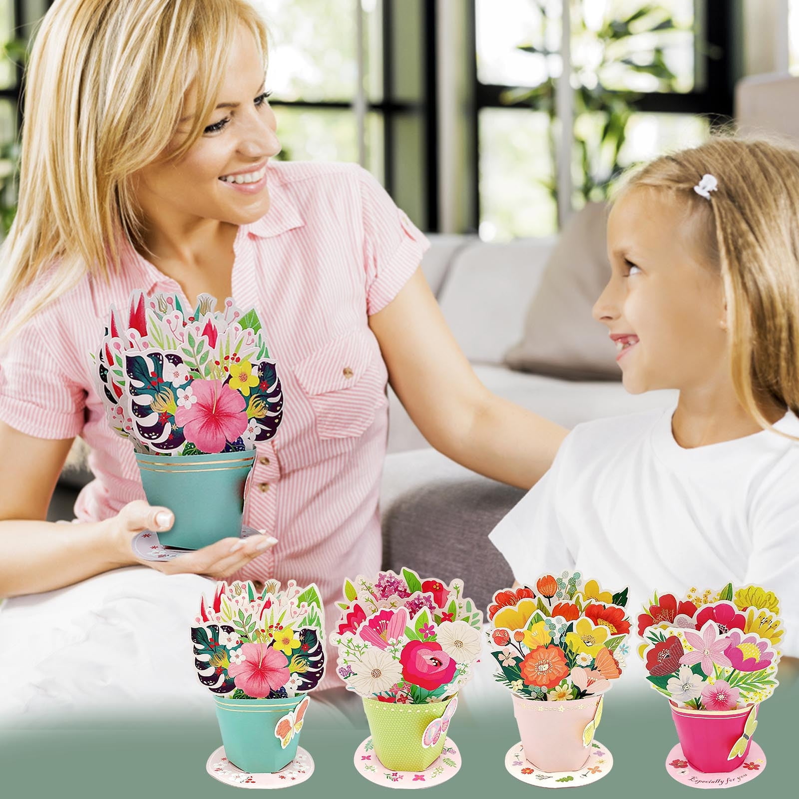 HCJKDU 3D Stereo Paper Wonder Pop Up Card (Flower Bouquet) Greeting ...