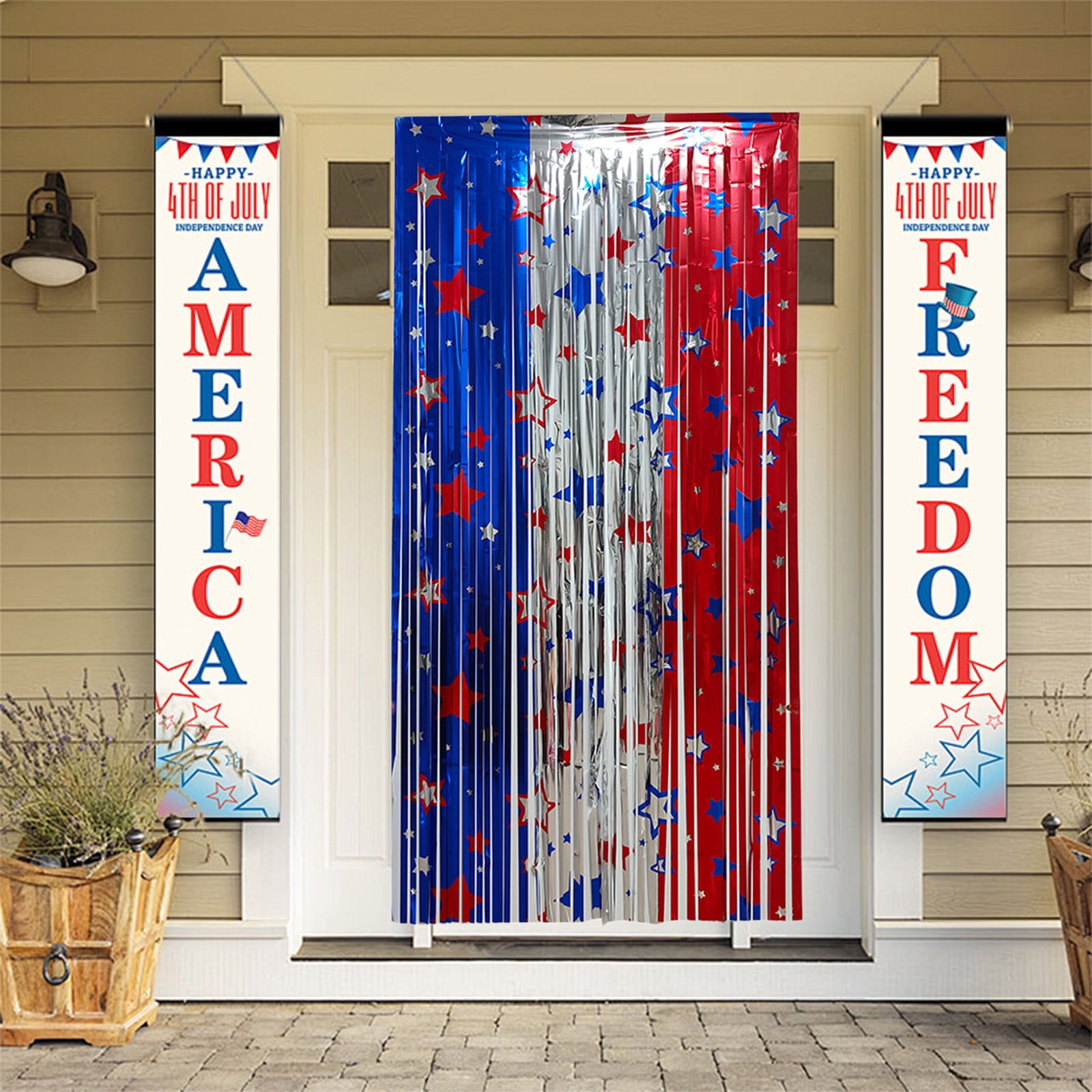 HCJKDU 4th of July Party Decorations 2-Pack Red White Blue Foil Fringe ...