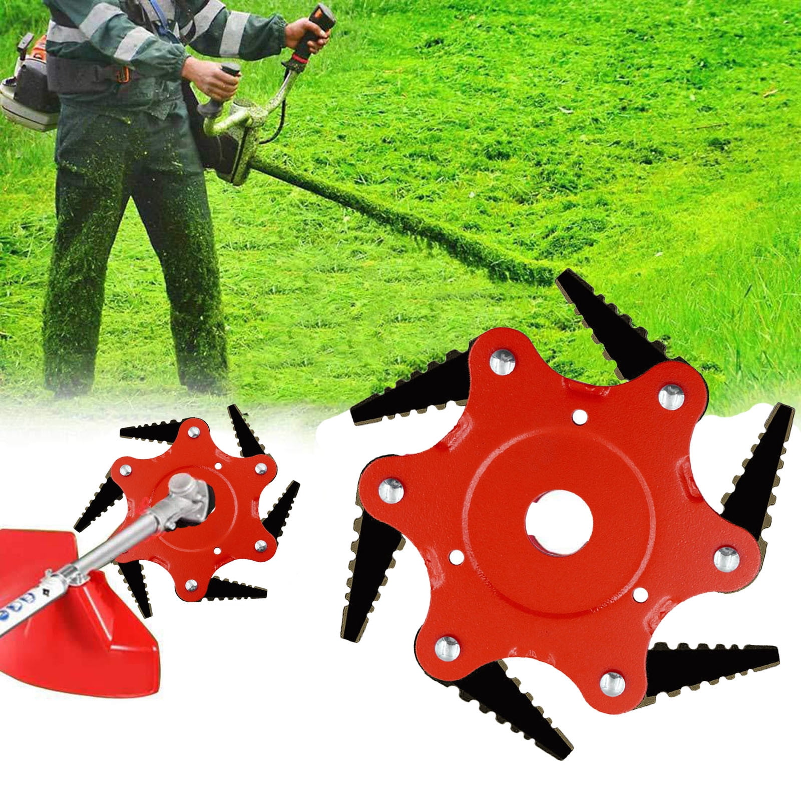 HCJKDU 6 Steel Razors Trimmer Head Reversible Weed Eater Blades Metal ...