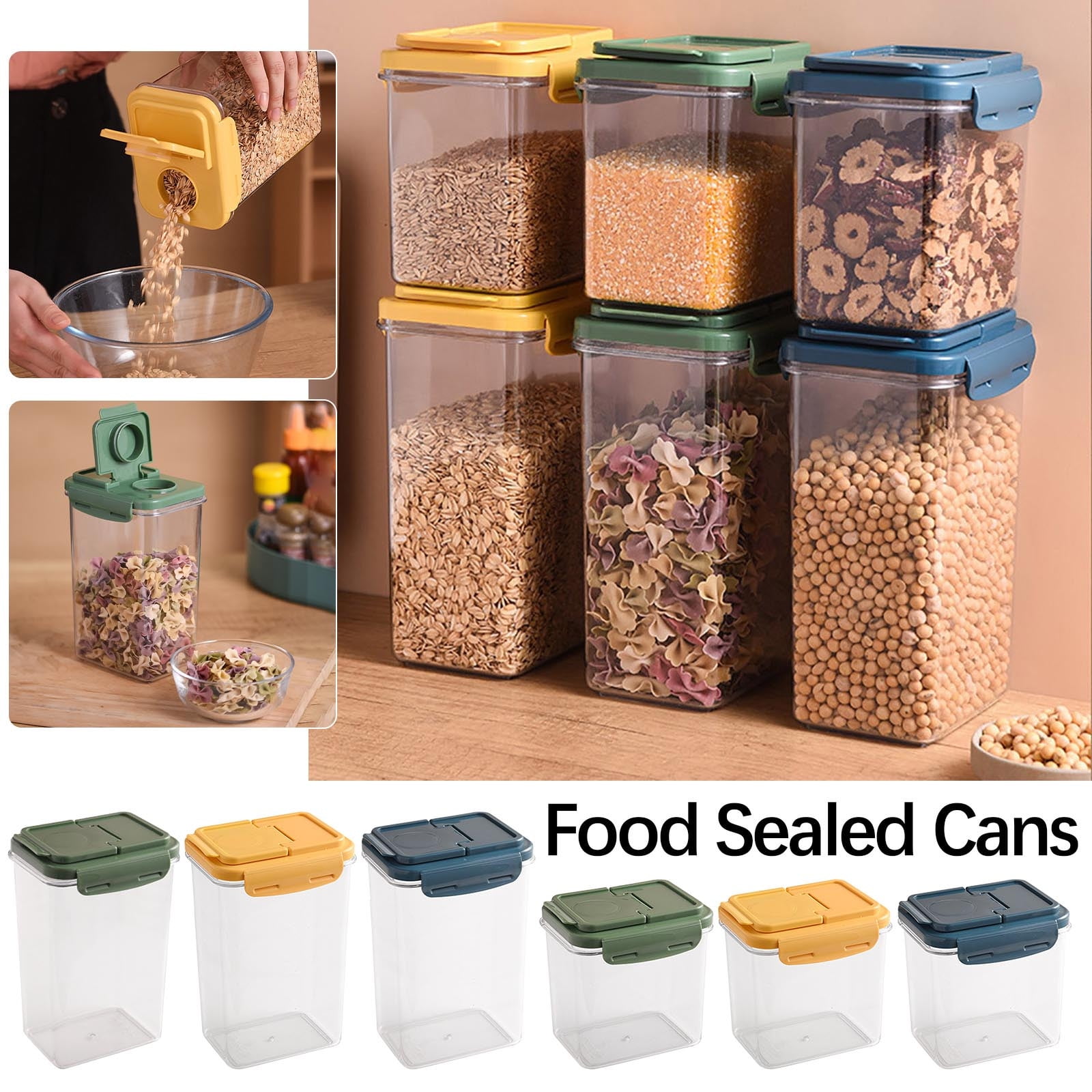 HCJKDU Airtight Food Storage Container - Flip-on Handy Container ...