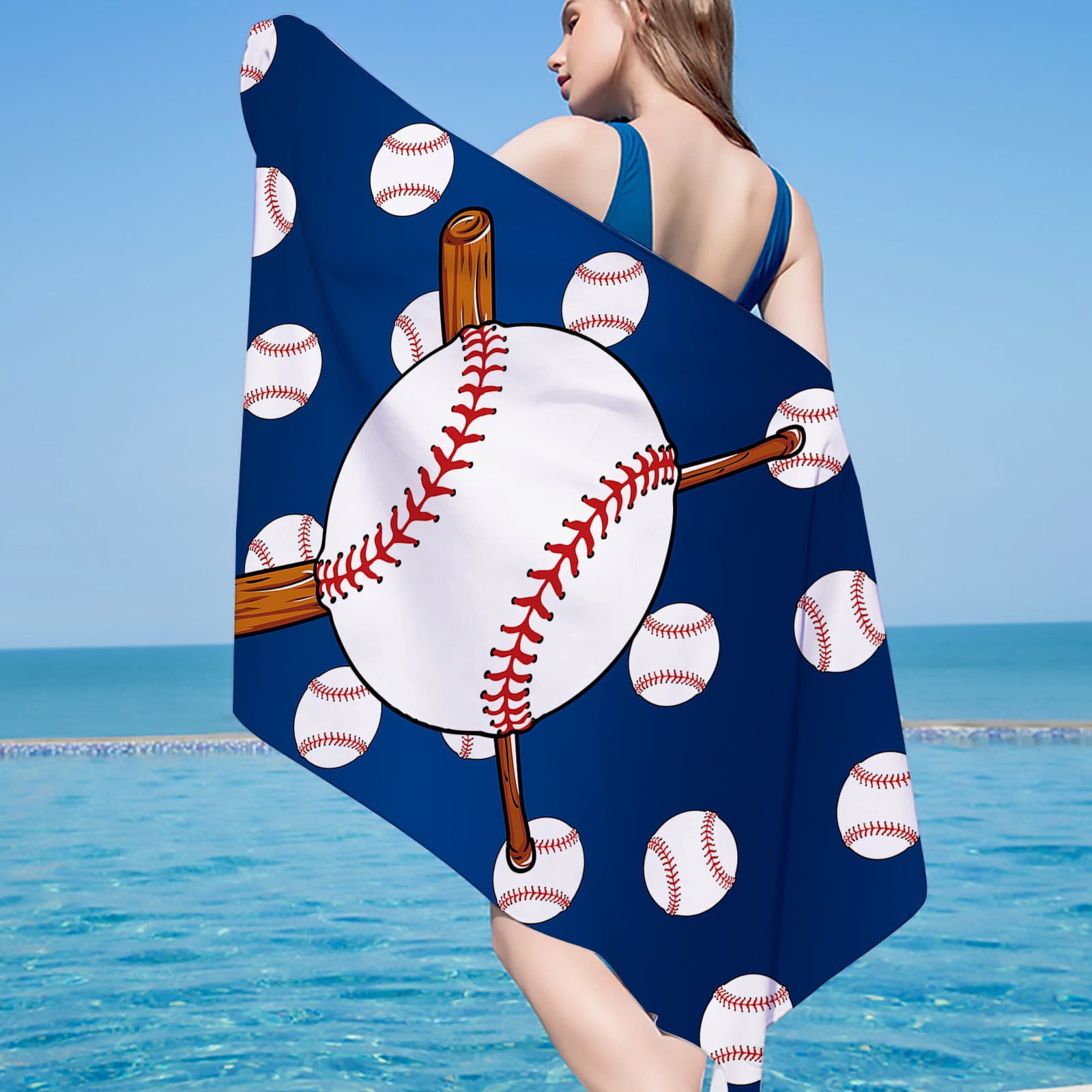 HCJKDU Baseball Beach Towel Microfiber Bath Towel Sandproof Beach ...