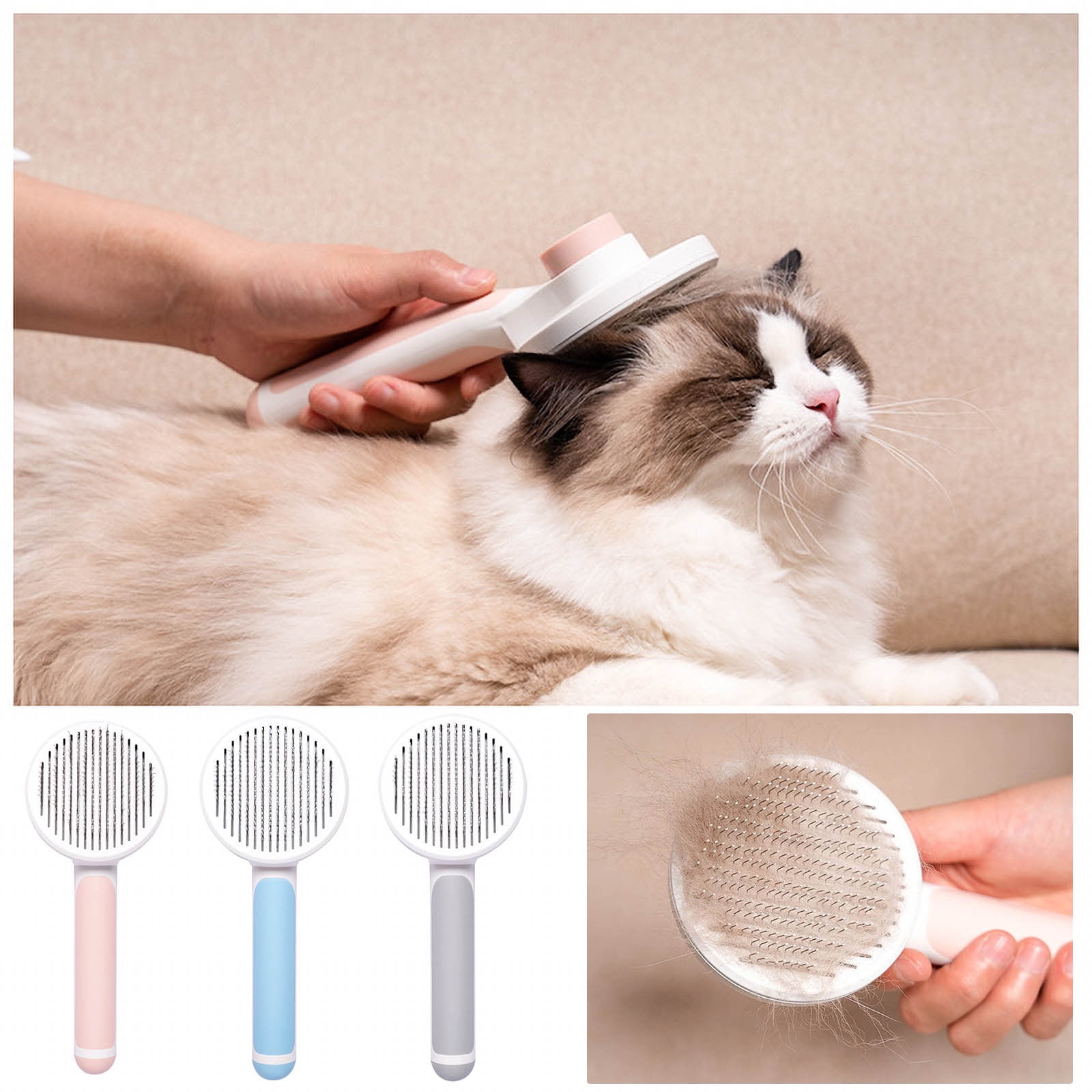 HCJKDU Cat Brush for Shedding, Pet Self Cleaning Slicker Brush, Cat ...