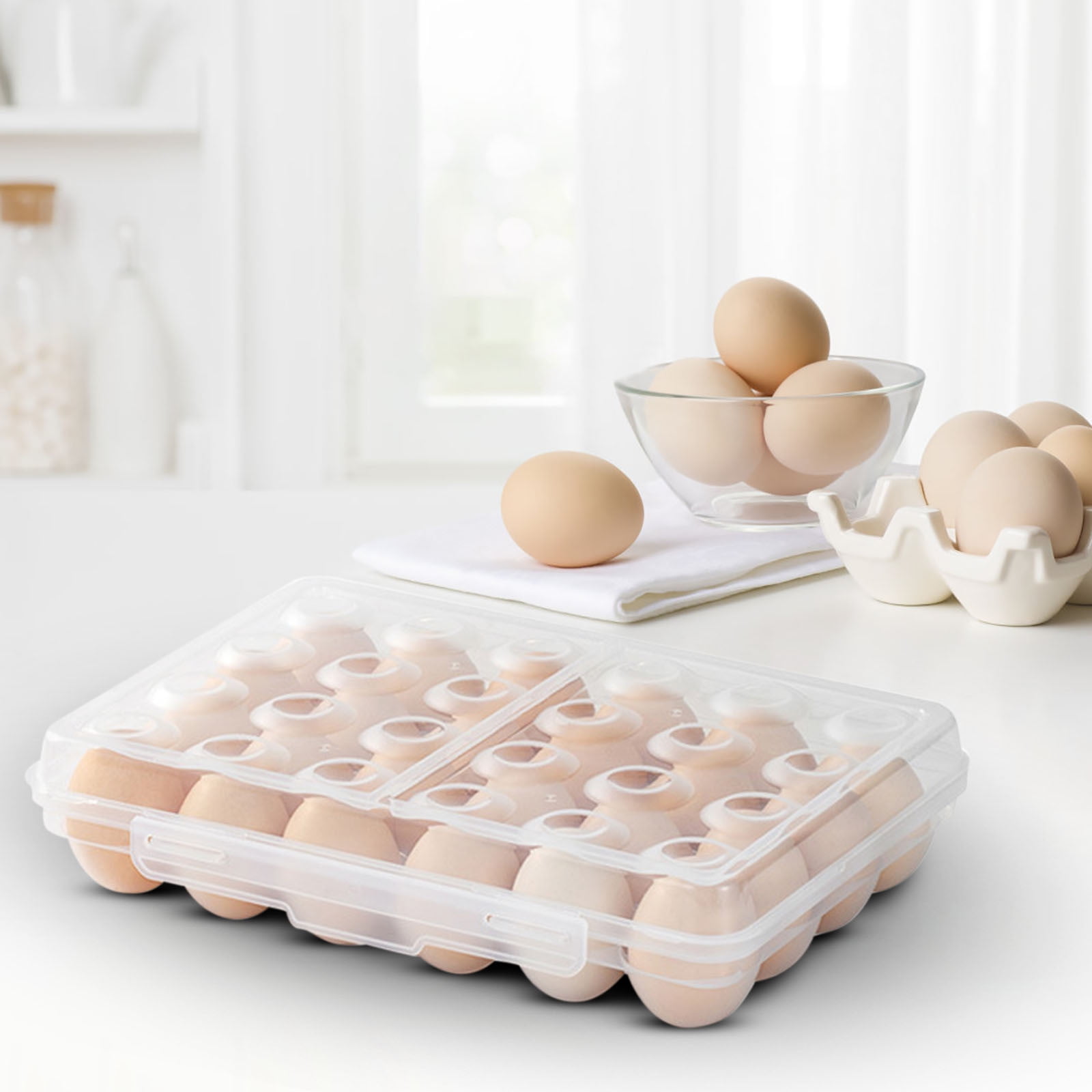 HCJKDU Egg Holder for Fridge, Stackable Egg Container for Refrigerator ...