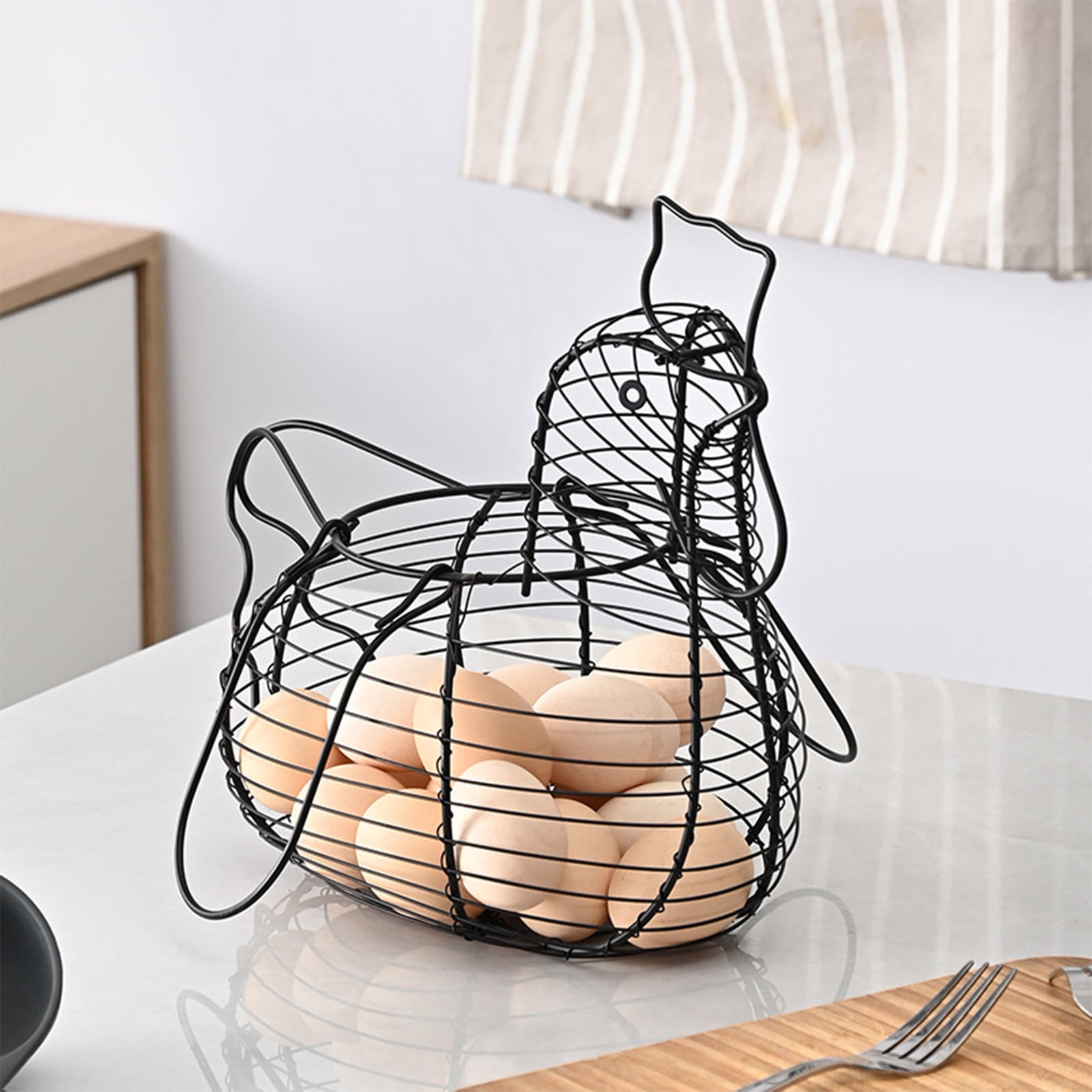 HCJKDU Farmhouse Rustic Vintage Chicken Wire Egg Basket with Handle for ...