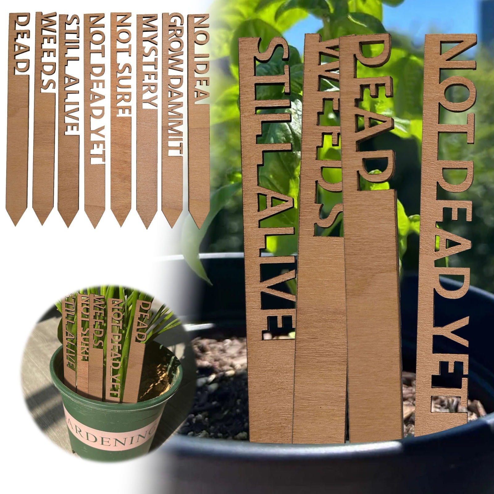 HCJKDU Floral Decor Wooden Plant Labels Hollow Letter Nursery Vegetable ...