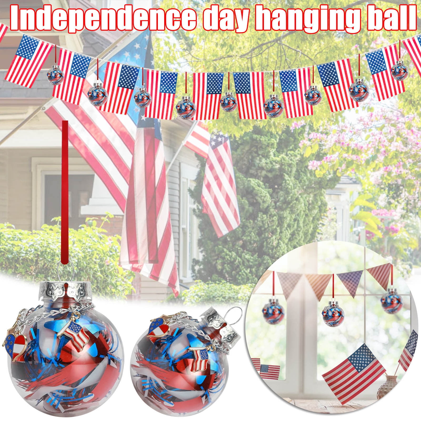 HCJKDU Independence Day Hanging Ball - Memorial Day Hangings Balls ...