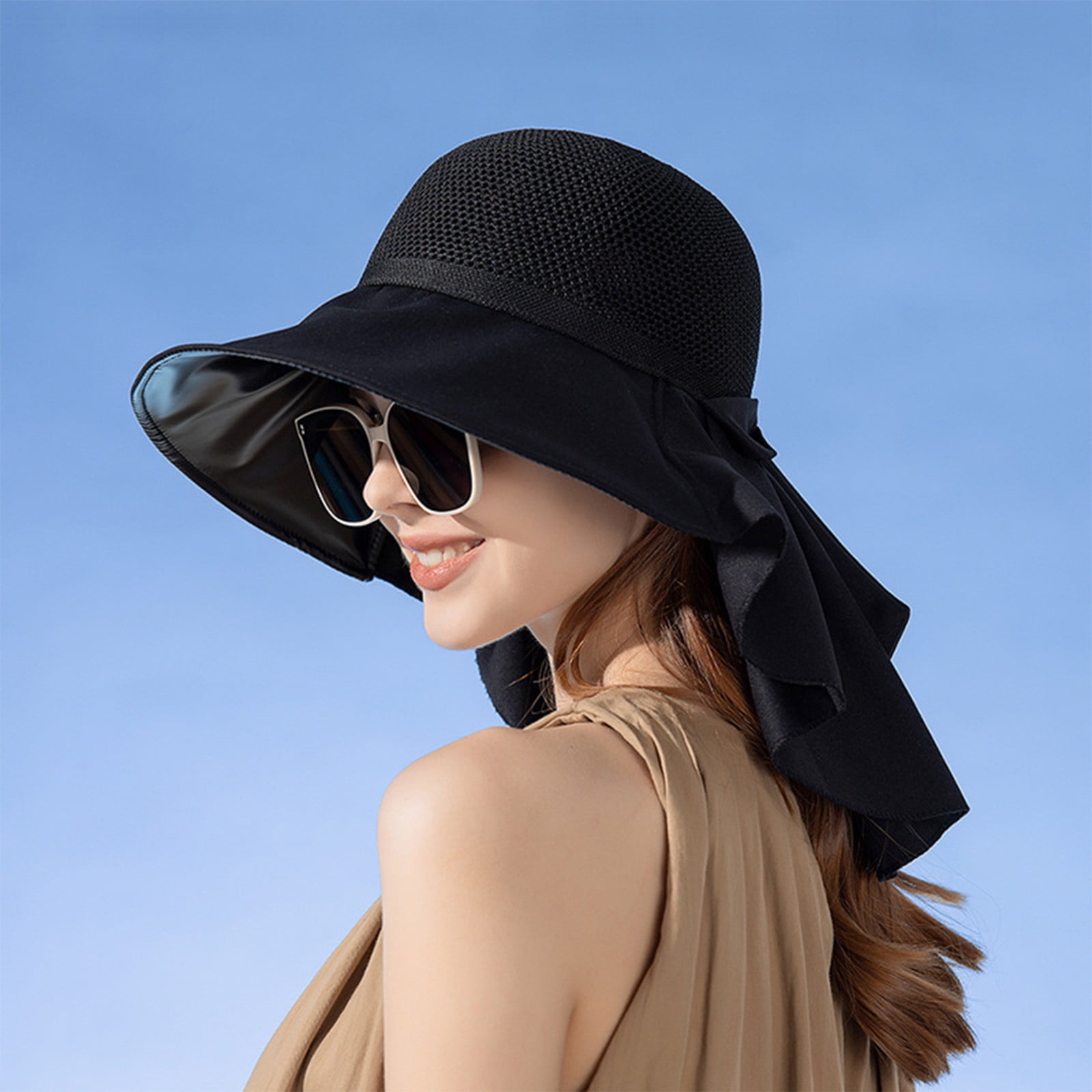 HCJKDU Knitted Mesh Sun Hat for Women UPF 50+ UV Sun Protection Wide ...
