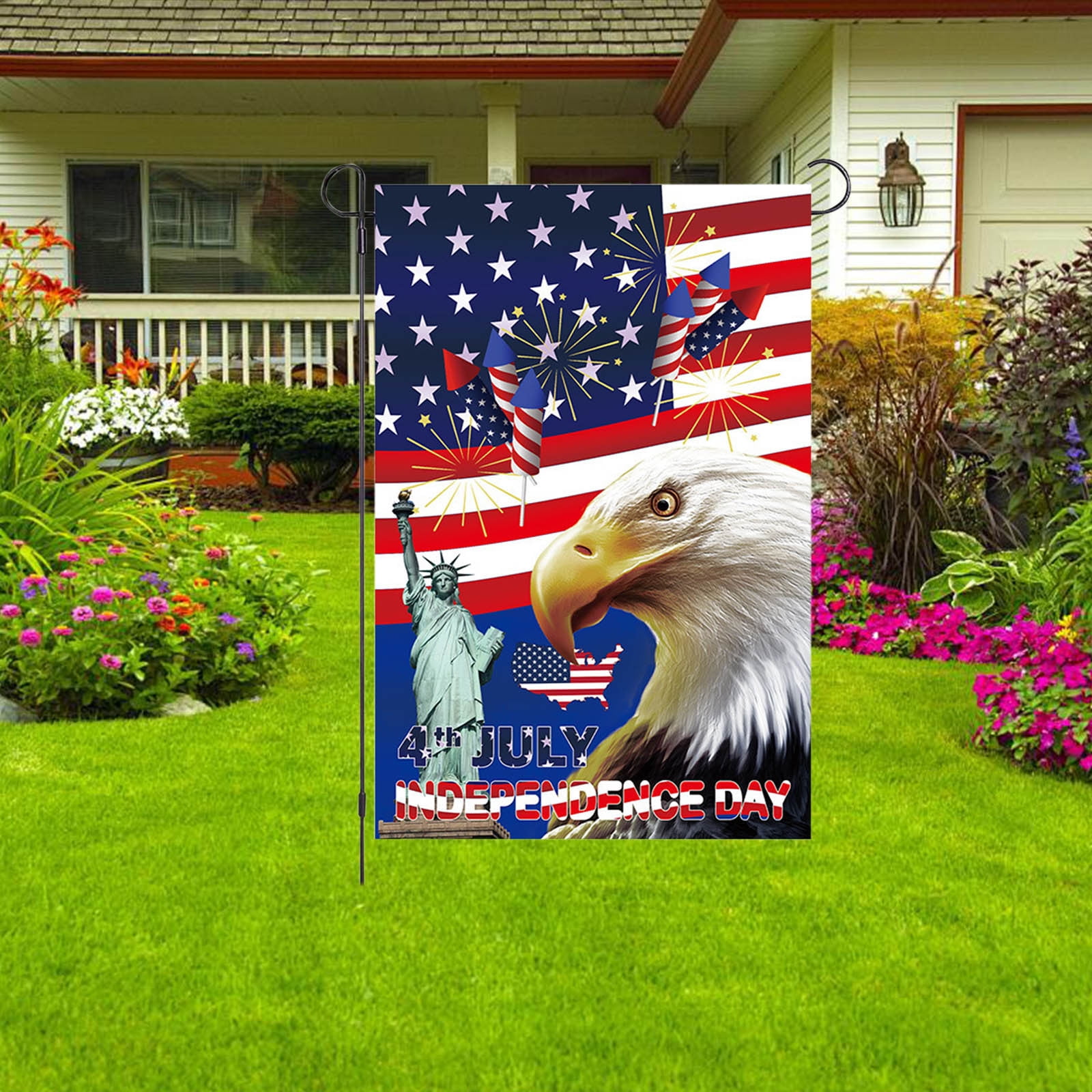 HCJKDU Patriotic 4th of July Garden Flags Independence Day Flag ...