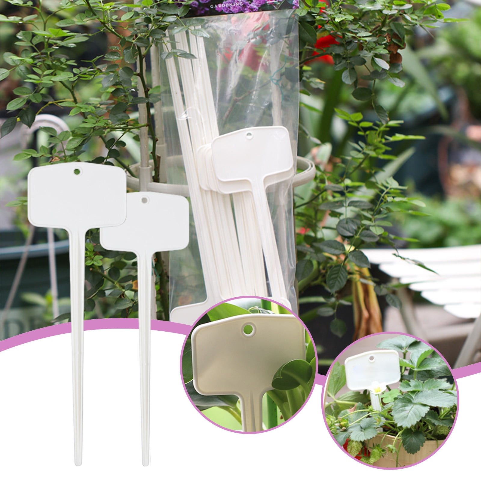 HCJKDU Plant Labels, 12 PCS T-Type Plastic Plant Tags Waterproof Plant ...