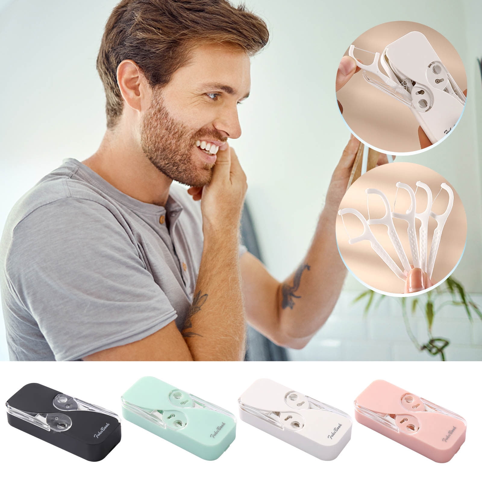 HCJKDU Portable Mini Bilateral-Up Floss Storage Box Automatic-Up Floss ...
