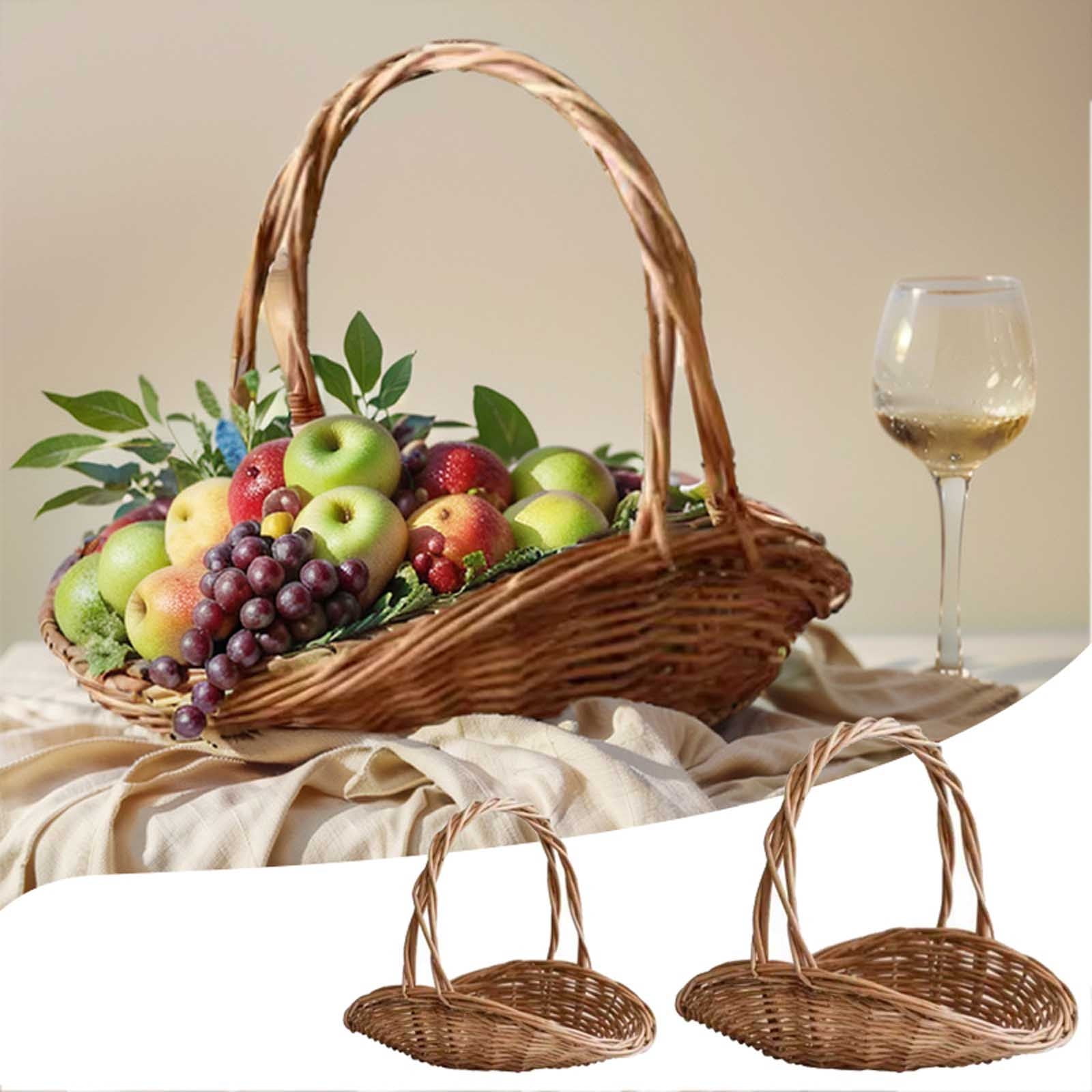 HCJKDU Rattan Basket with Handle, Garden Baskets for Gathering ...